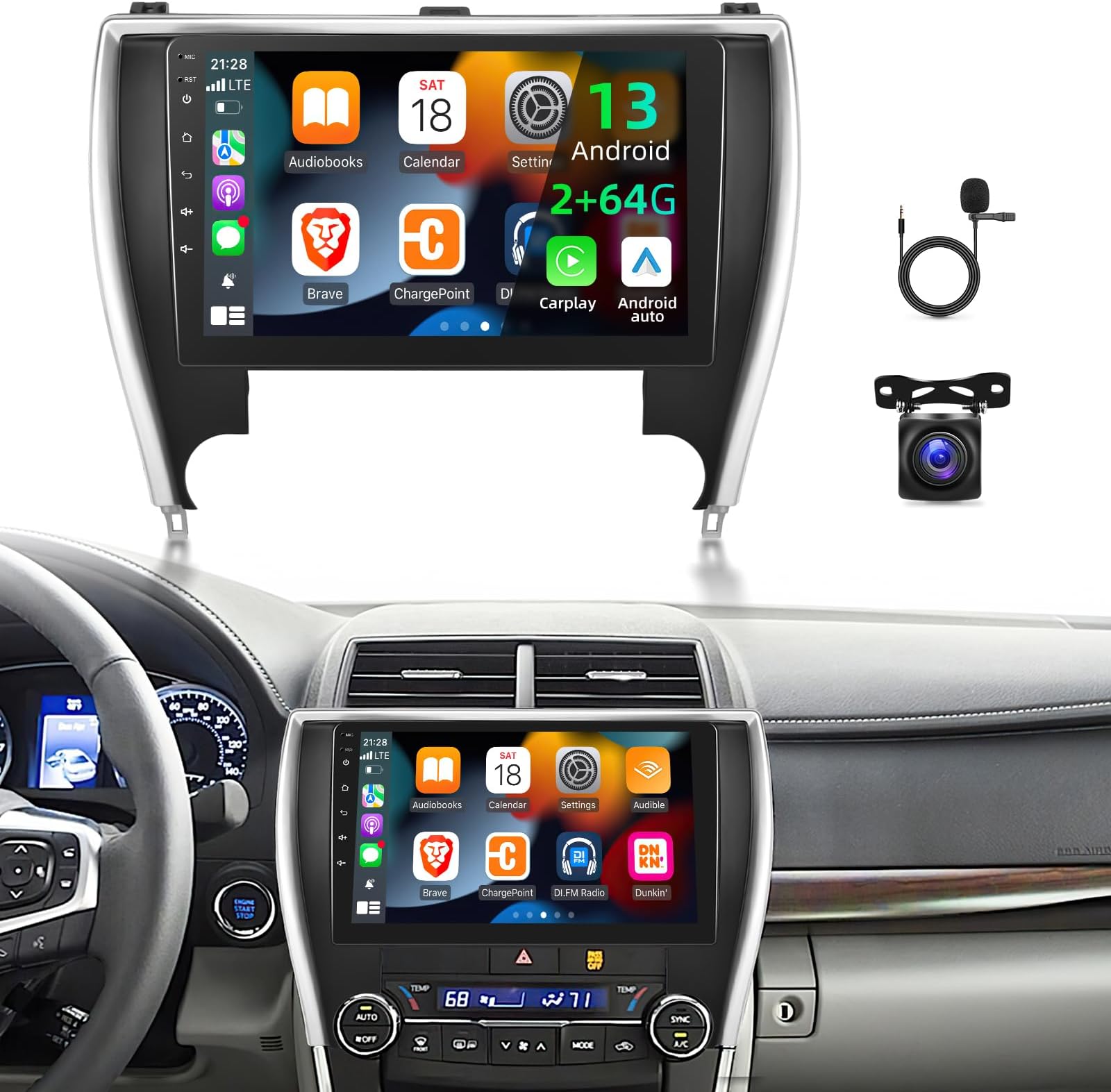 Amazon.com: [2+64GB] Android 13 Car Stereo for Toyota Camry 2015 2016 ...