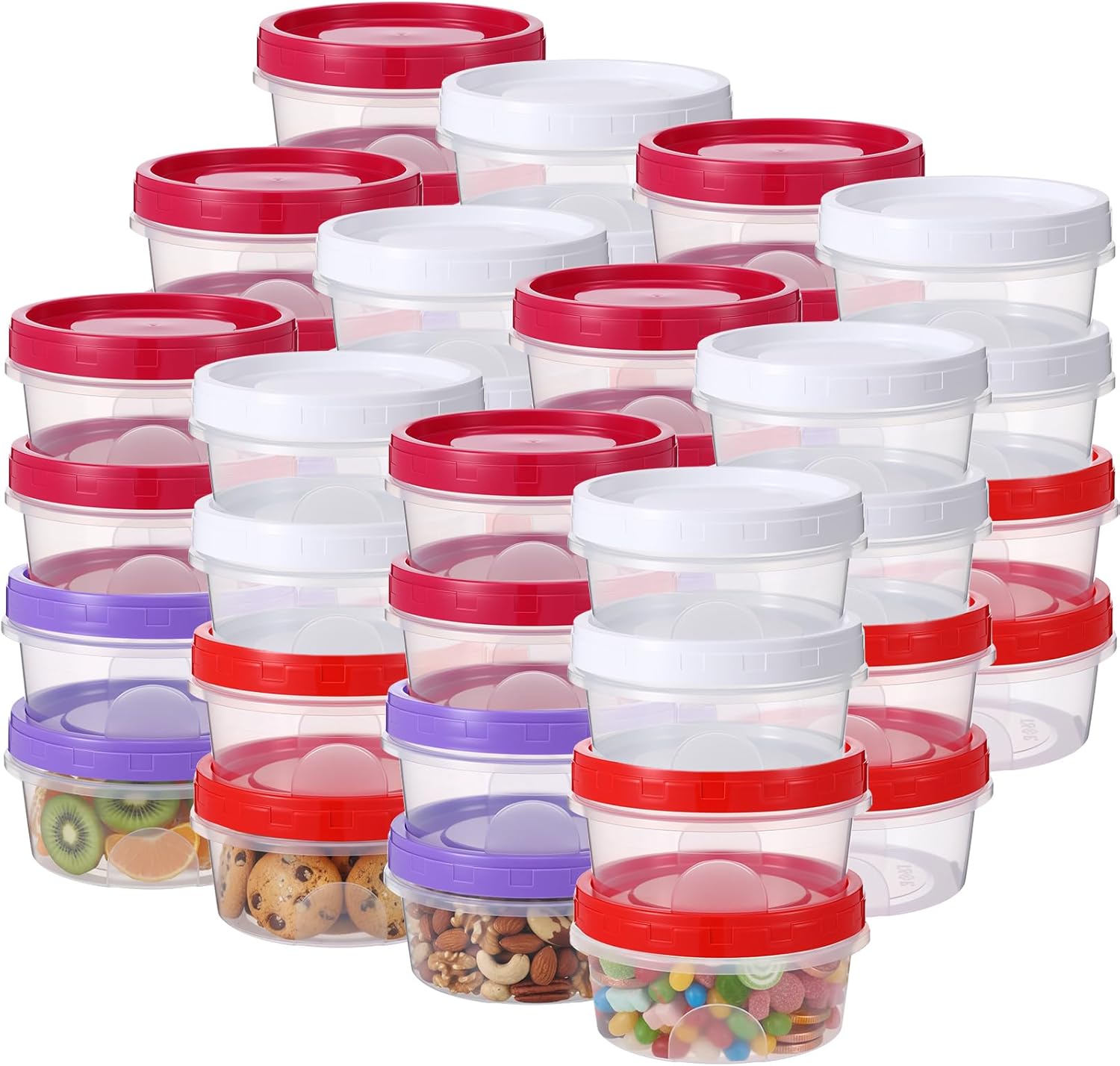 Amazon.com: Ferrochef 48 Pcs 8 oz Plastic Freezer Containers with Lids ...