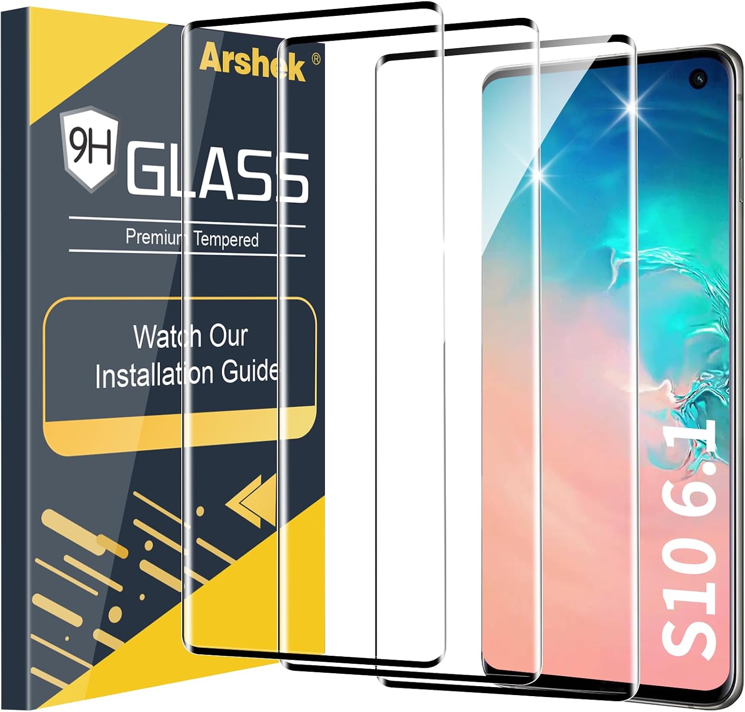 Amazon.com: Arshek 3 Pack Galaxy S10 Screen Protector, 9H Tempered ...