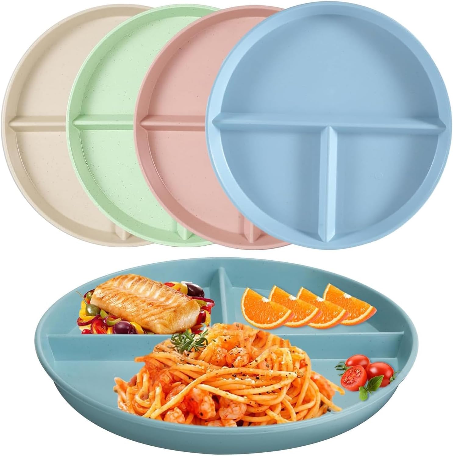 Ezranova 2 pcs Divided Dinner Plates,Reusable Plastic Divider Plates ...
