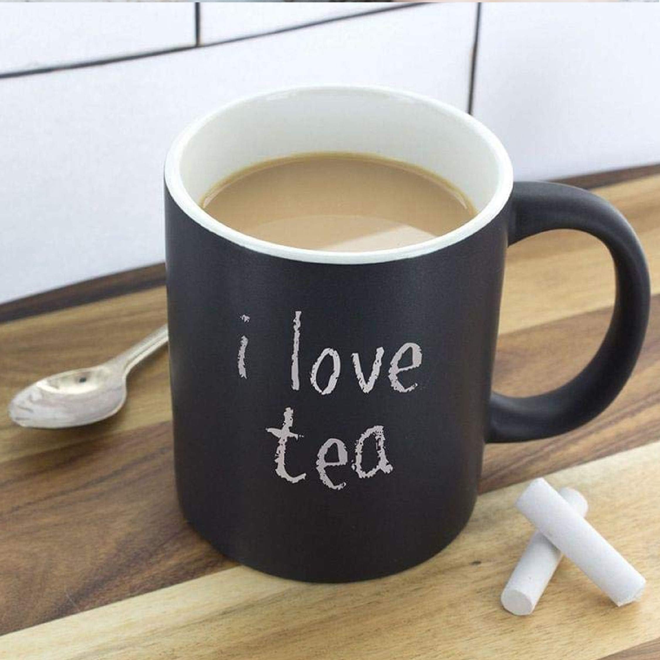 Amazon.com: Personalized Chalkboard Ceramic Coffee Mug - Start Each Day ...