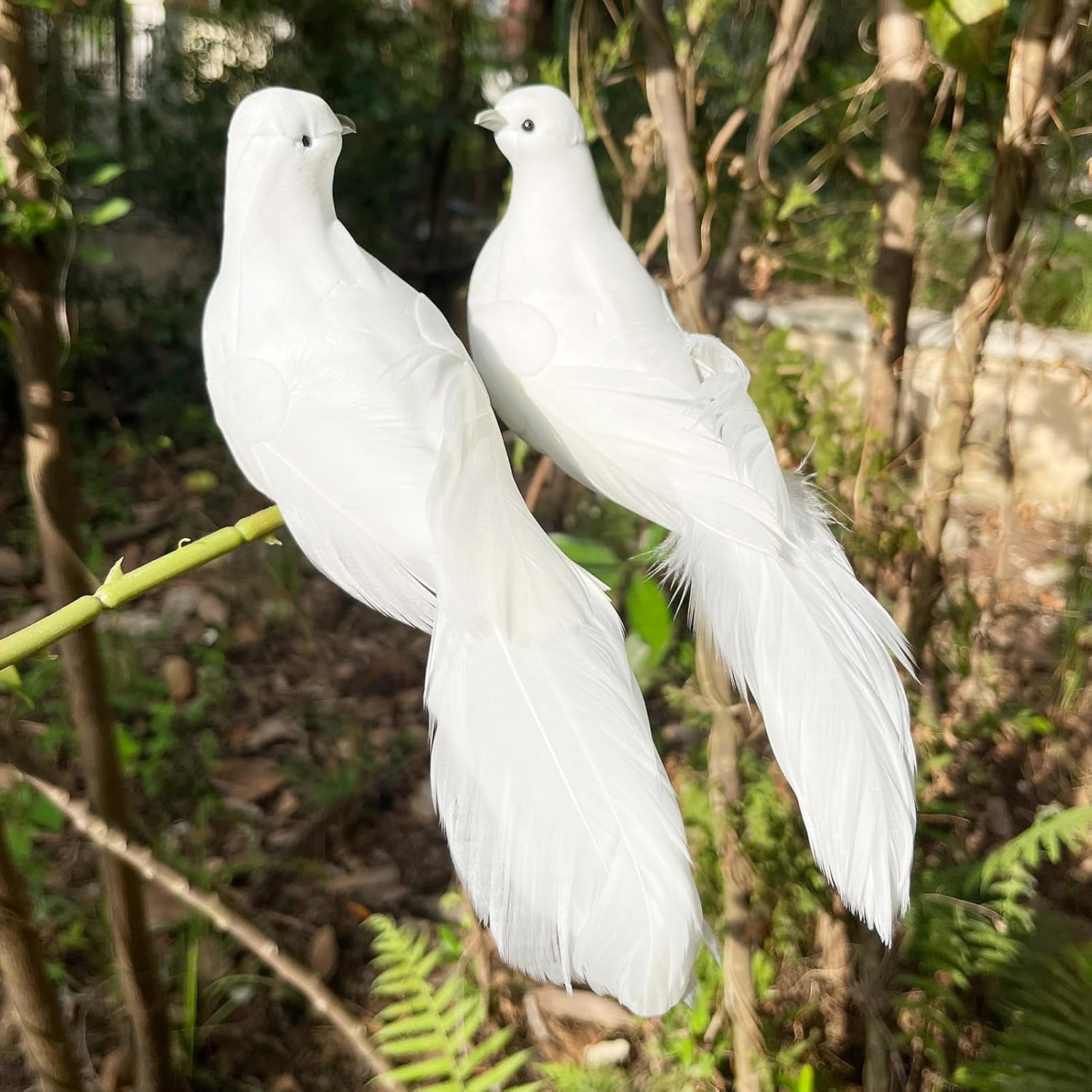 Amazon.com: LWINGFLYER 2PCS White Peace Doves Feathered Love Birds 8 ...