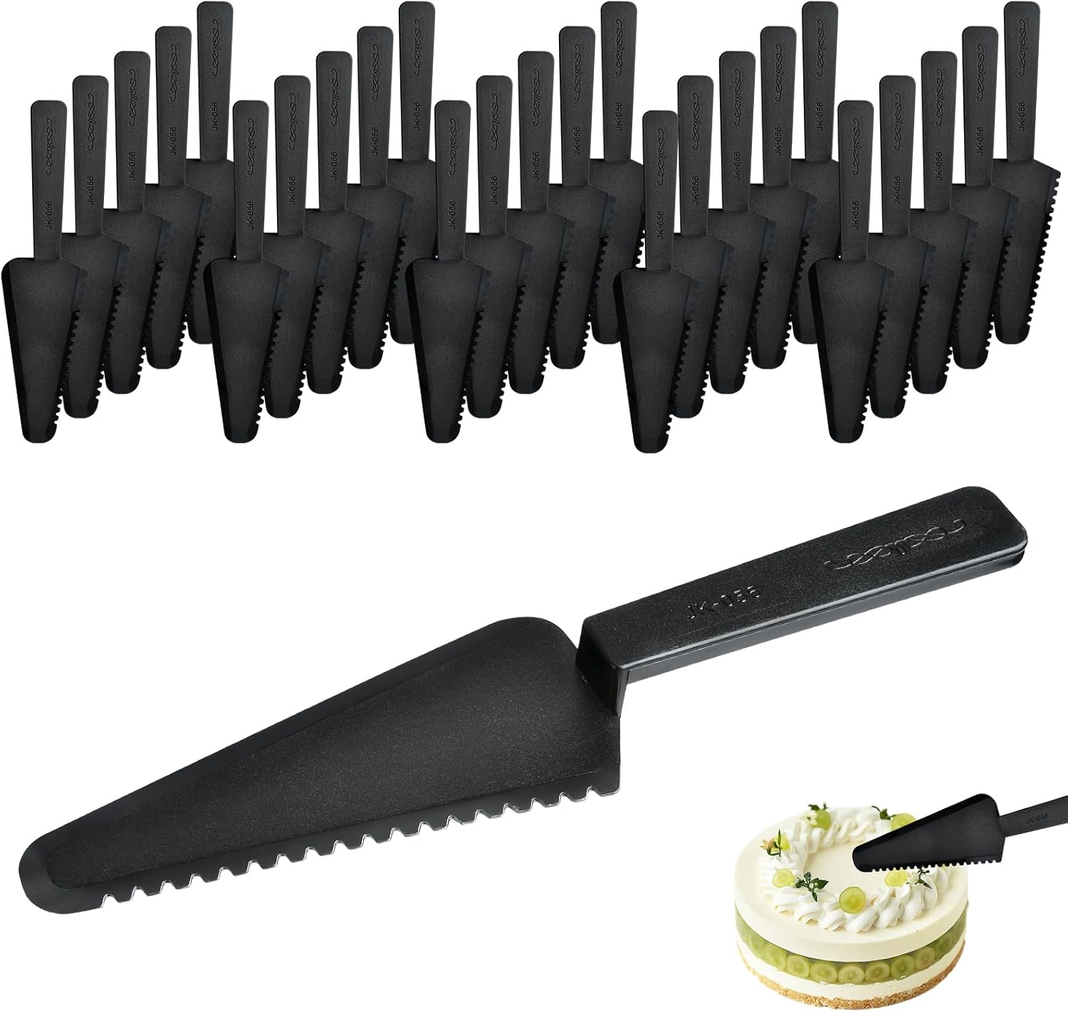 Amazon.com | Aemygo 50 pcs Disposable Plastic Cake Cutter Server, Black ...