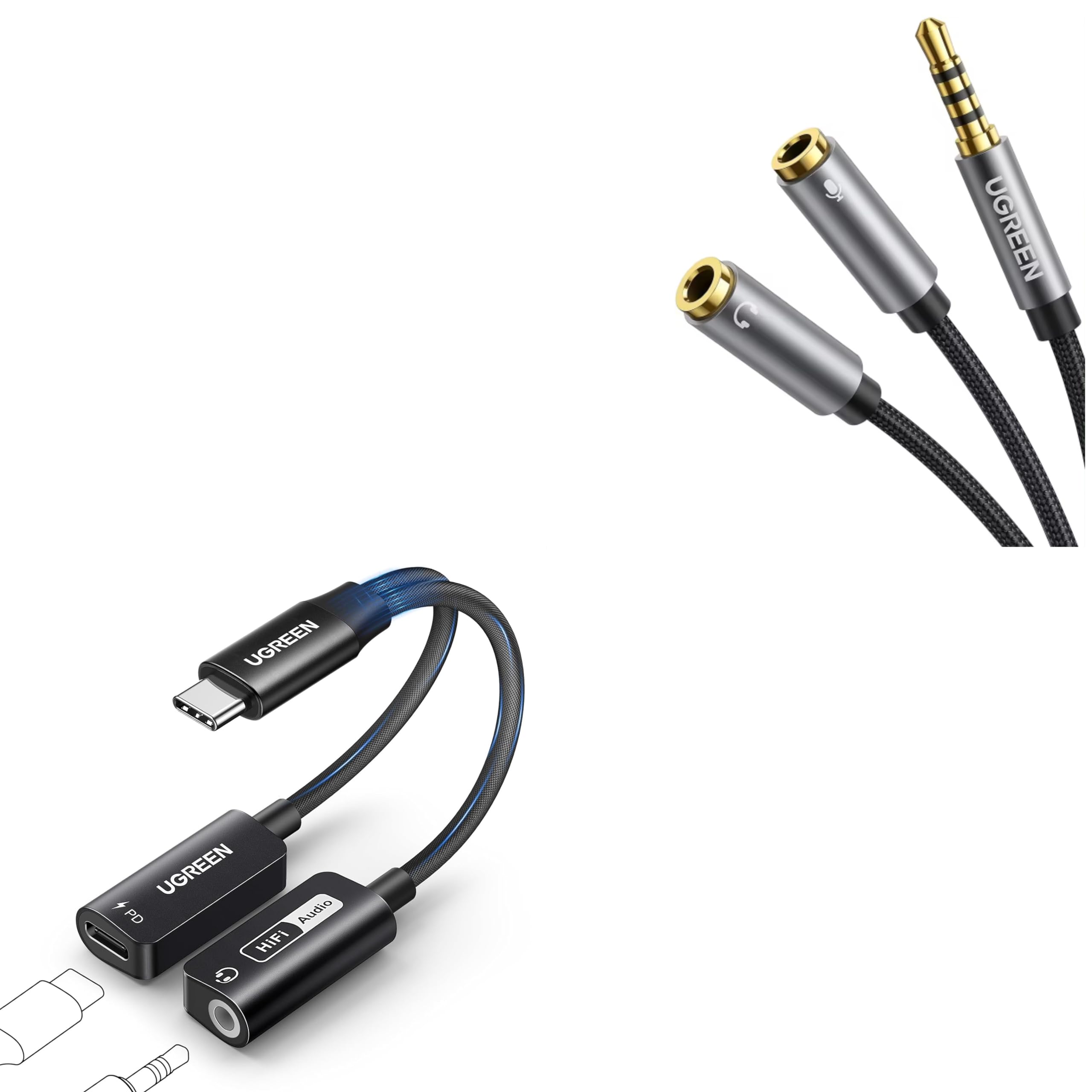 Amazon.com: UGREEN Headphone Splitter 3.5mm Mic and Audio Y Splitter ...