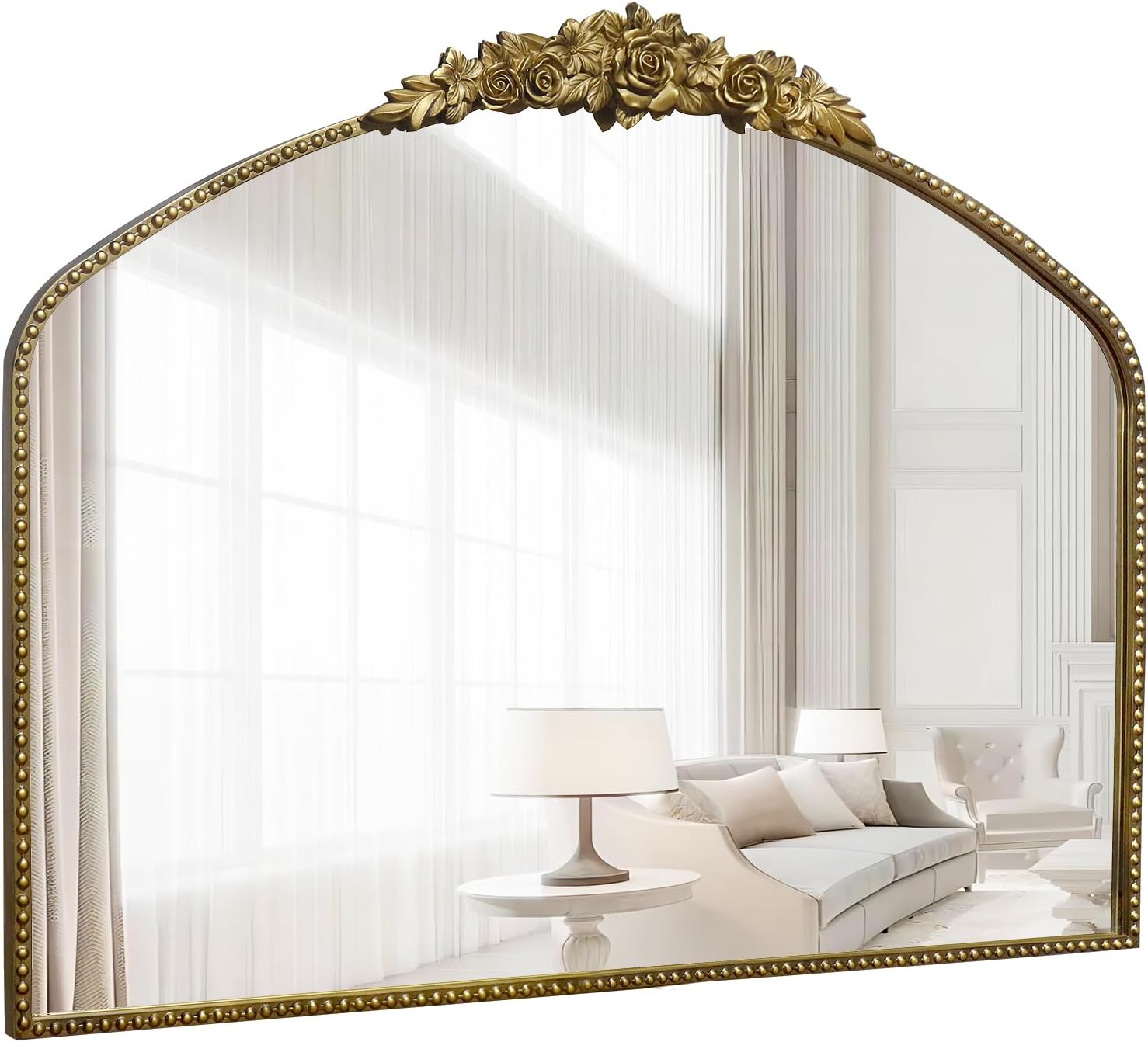 Amazon.com: CASOLLY Antique Gold Arch Wall Mirror, 40"x31" Traditional ...