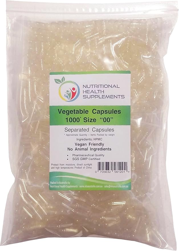 1000 Separated Size 00 HPMC Empty Veggie Capsules Vegetable Vegan Caps ...