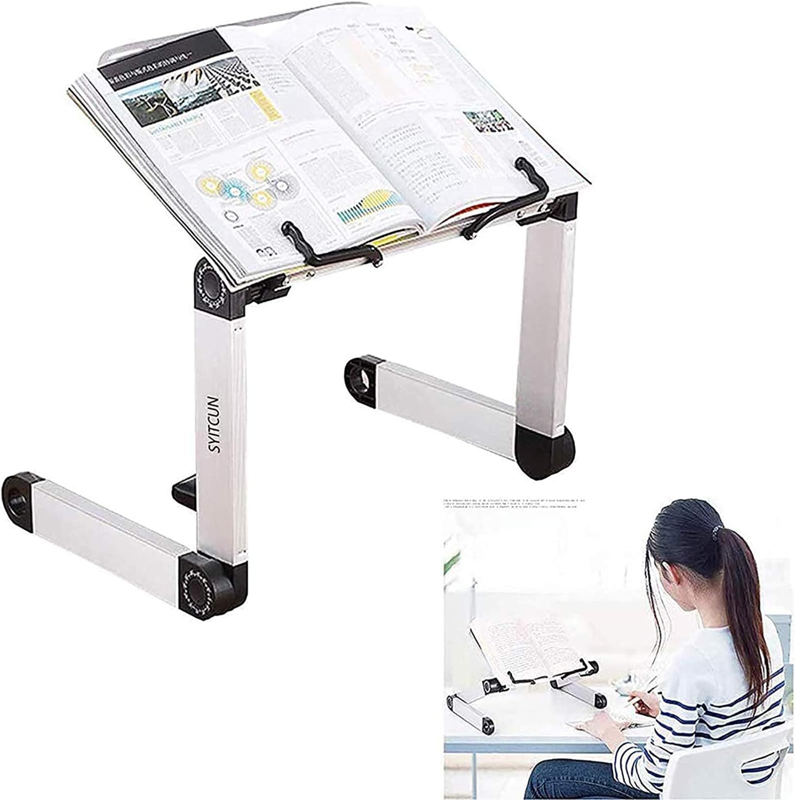 Adjustable Book Stand Height and Angle Adjust Ergonomic Book Holder ...