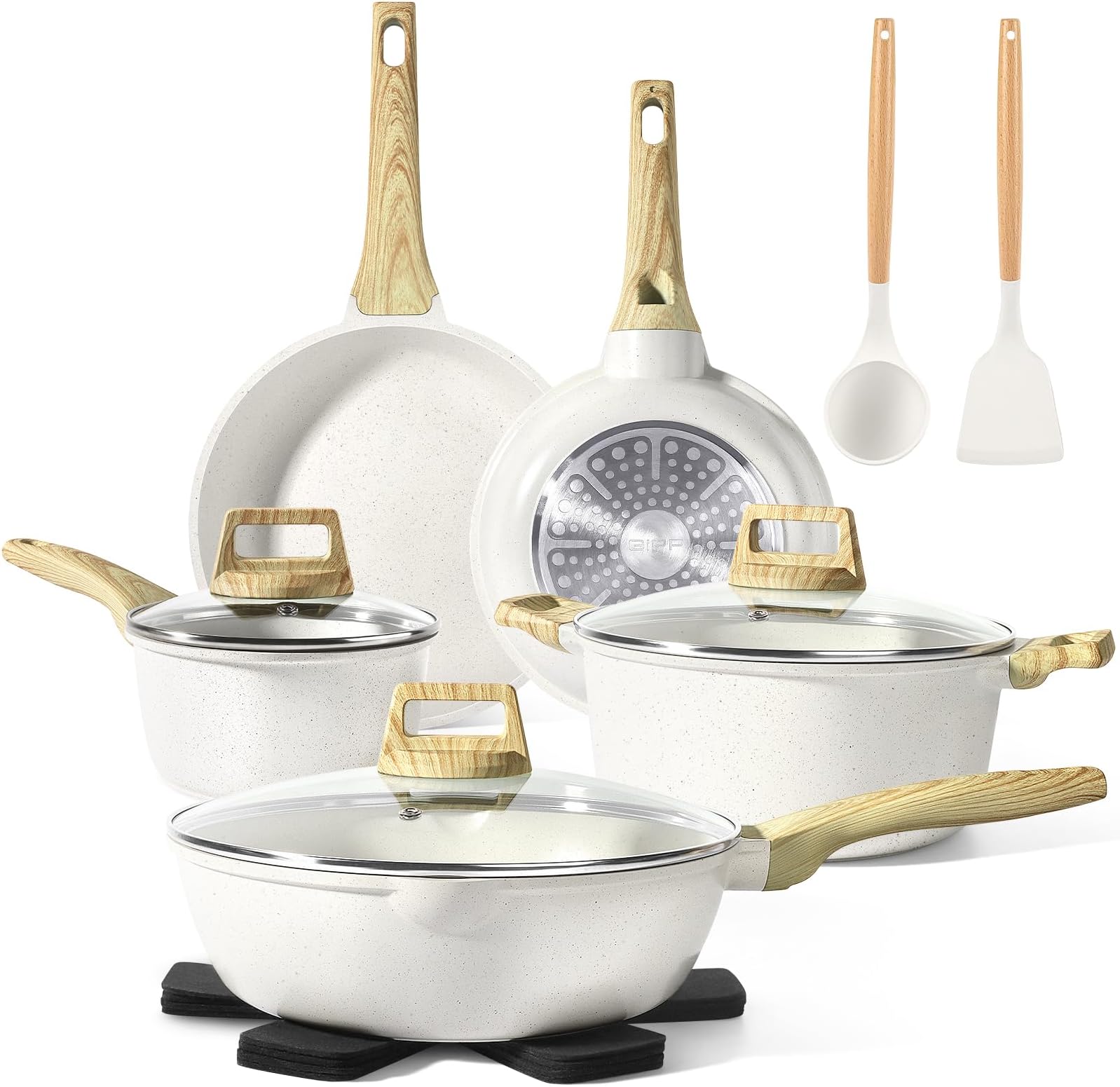 Amazon.com: CAROTE 12 Pcs Ceramic Pots and Pans Set, Nonstick Cookware ...