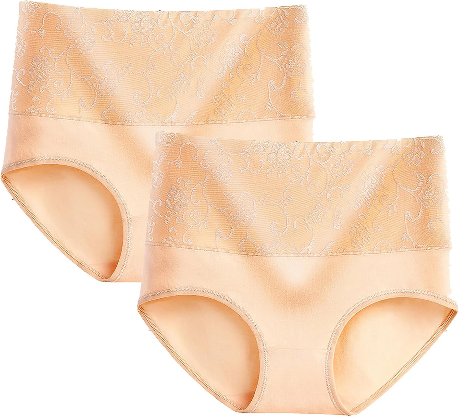 Keepink 2 Pack Women's Plus Size Knickers Cotton High Waist Jacquard ...