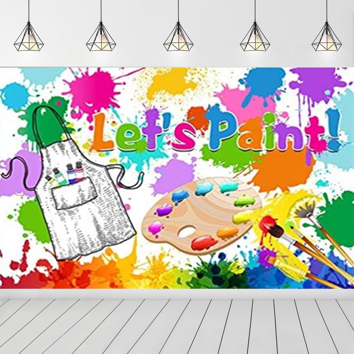 Amazon.com : Let's Paint Party Backdrop for Photoshoot Watercolor ...