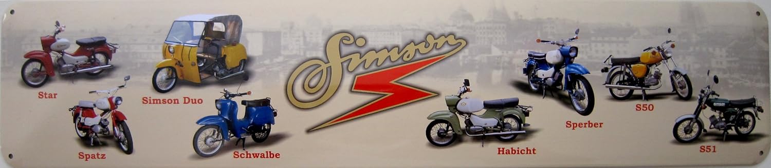 Schild Blechschild Strassenschild Simson Schwalbe Duo Spatz Habicht ...