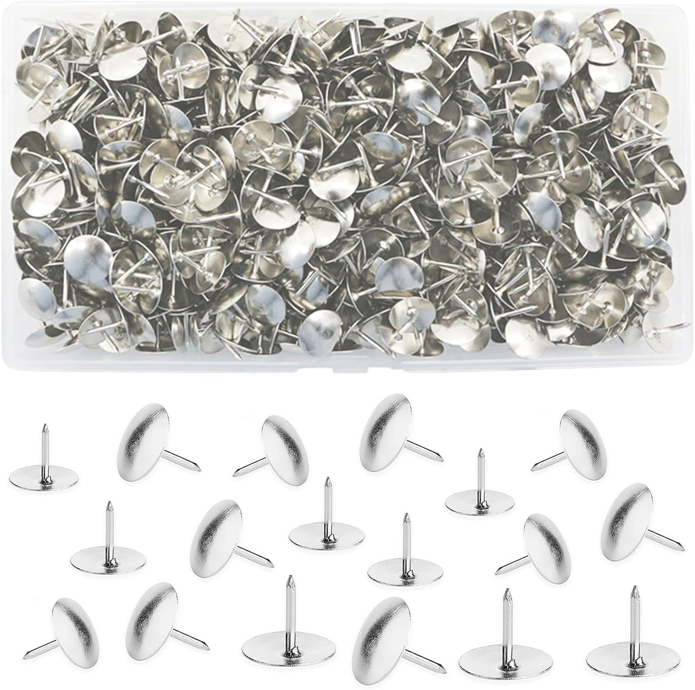 1000pcs Thumb Tack, BetterJonny 0.37in Standard Thumbtacks Silver Push ...