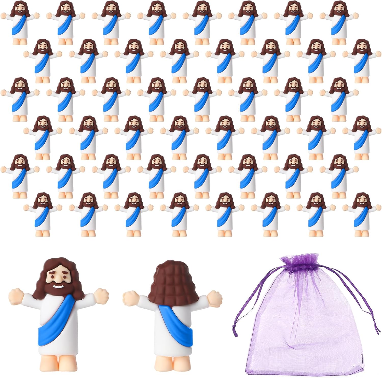 Amazon.com: Mini Jesus Figurines in Bulk 50 Pack with Storage Bag ...