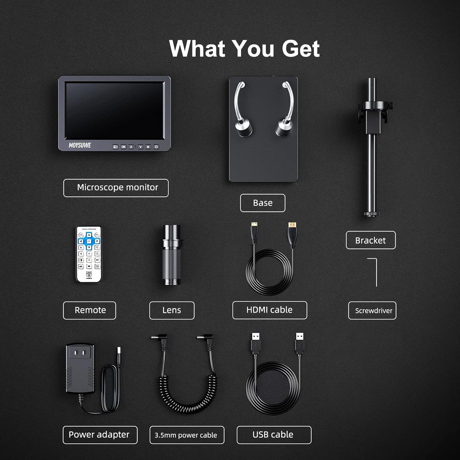 MOYSUWE MDM209 Microscopio digital HDMI de 7 «2K 1200x, 26MP Sony CMOS ...
