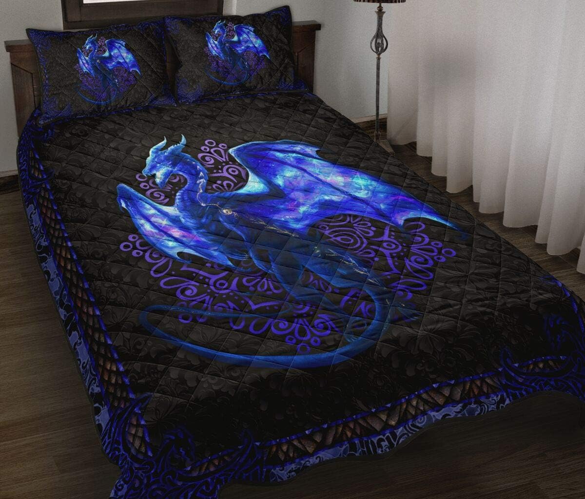Amazon.com: Dragon Blue Celtic Style Quilt Bed Set Custom Quilt Bed Set ...