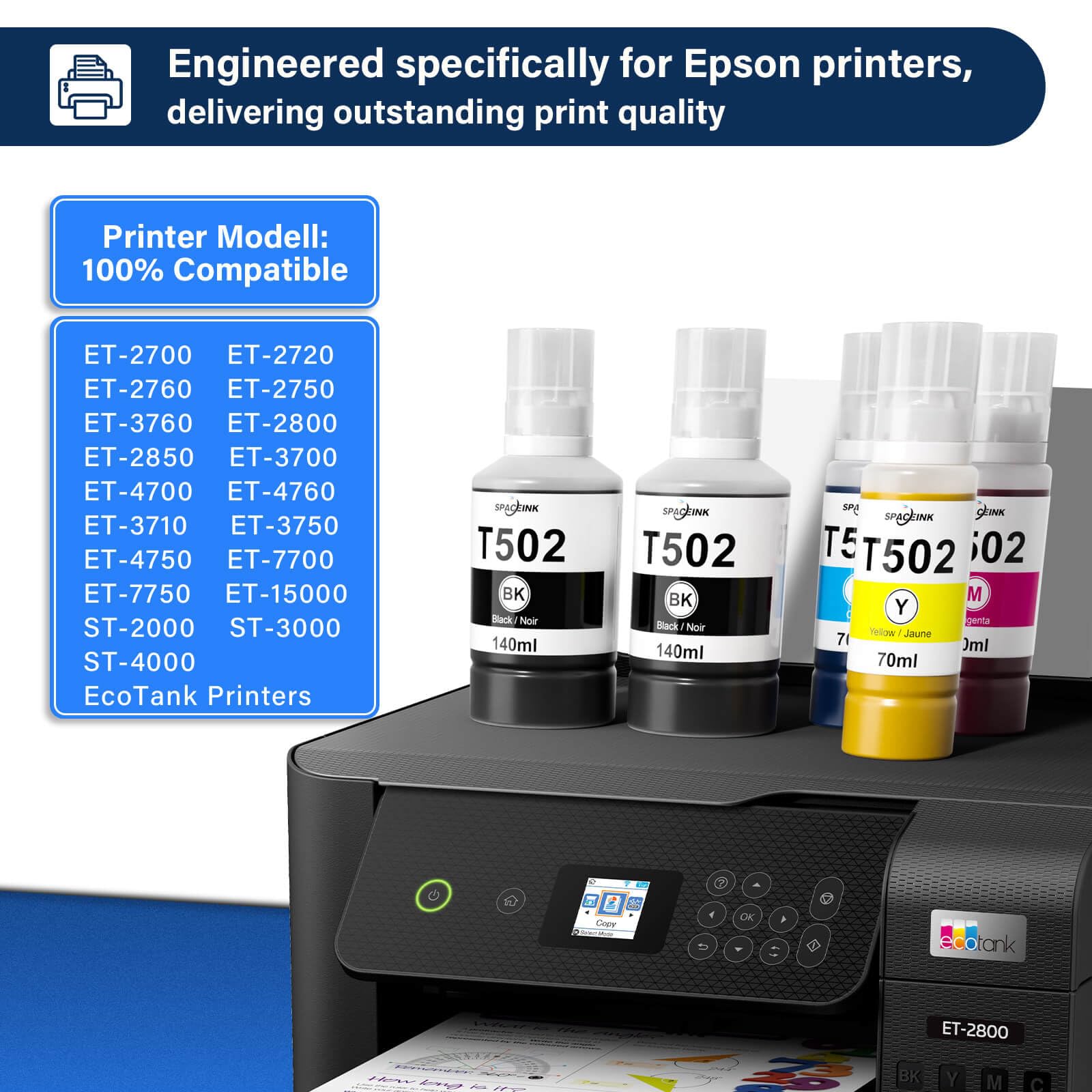 Epson Ecotank Ink Auto-stop Ink Bottle Spaceink T502 Ink Refill Bottles ...