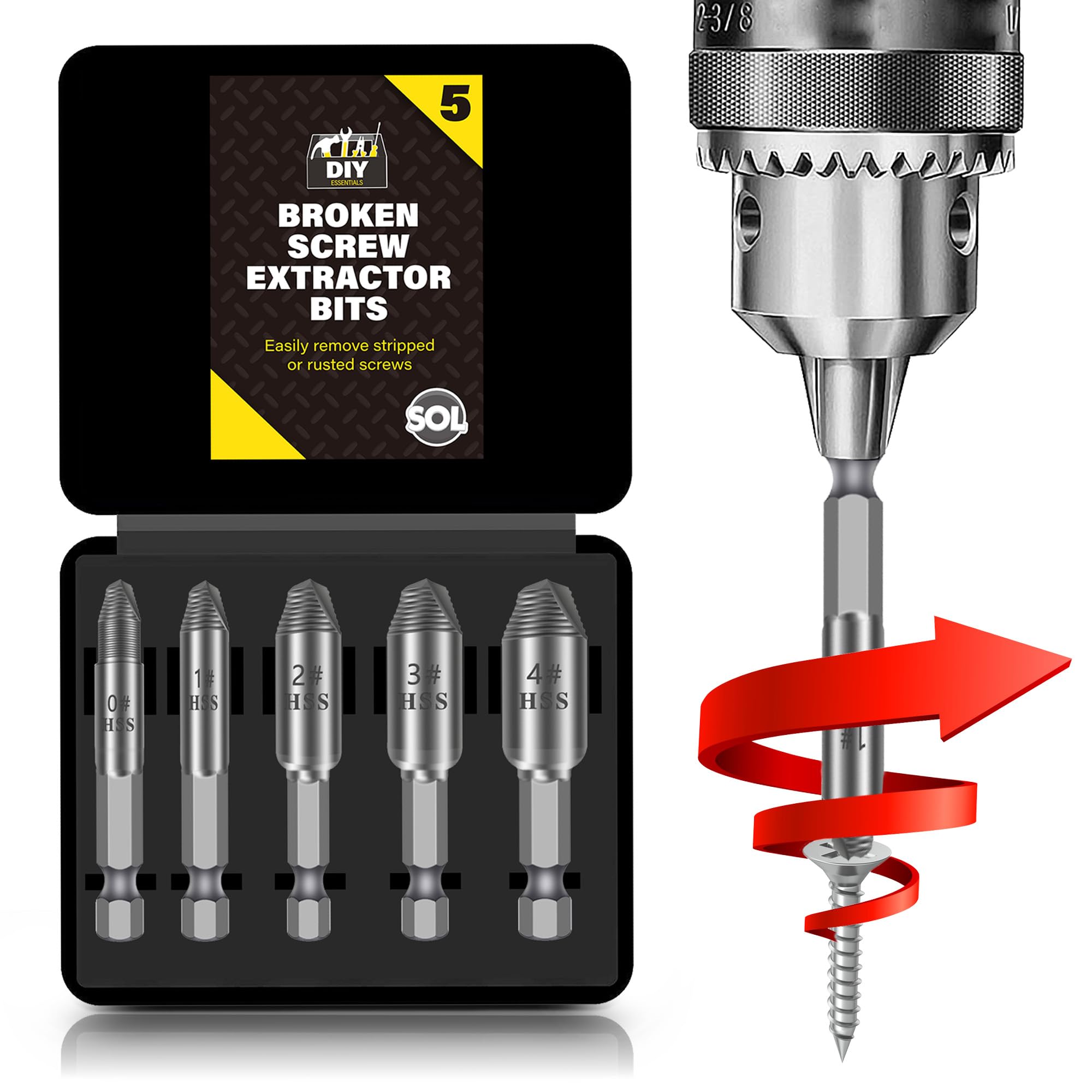 5Pcs Damaged Screw Extractor Set Stripped Screw Extractor Screw Removal ...