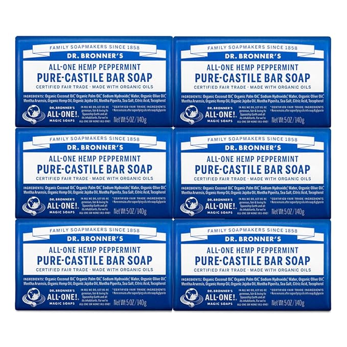 Amazon.com : Dr. Bronner's Pure-Castile Soap Bar (Peppermint, 5 oz, 6 ...
