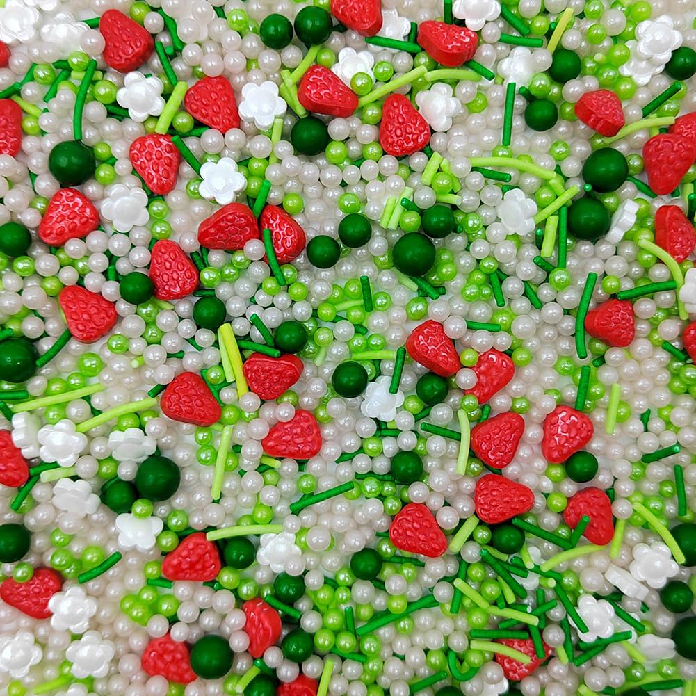Amazon.com: 1 Bottle Strawberry Sprinkles Edible White Flower Sprinkles ...