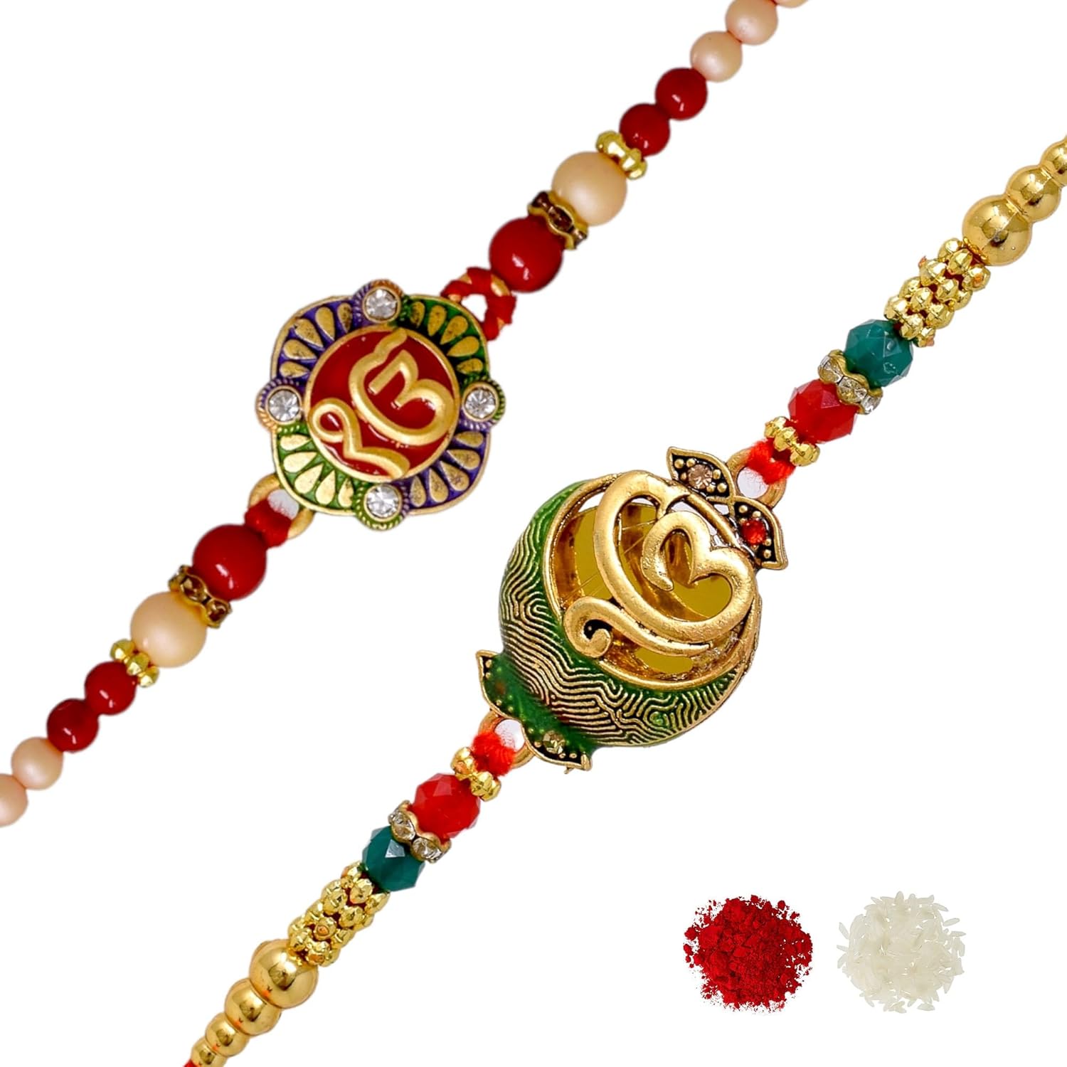 Buy Meira Jewellery Brass Religious Ik Onkar Punjabi Mirror Rakhi Set ...