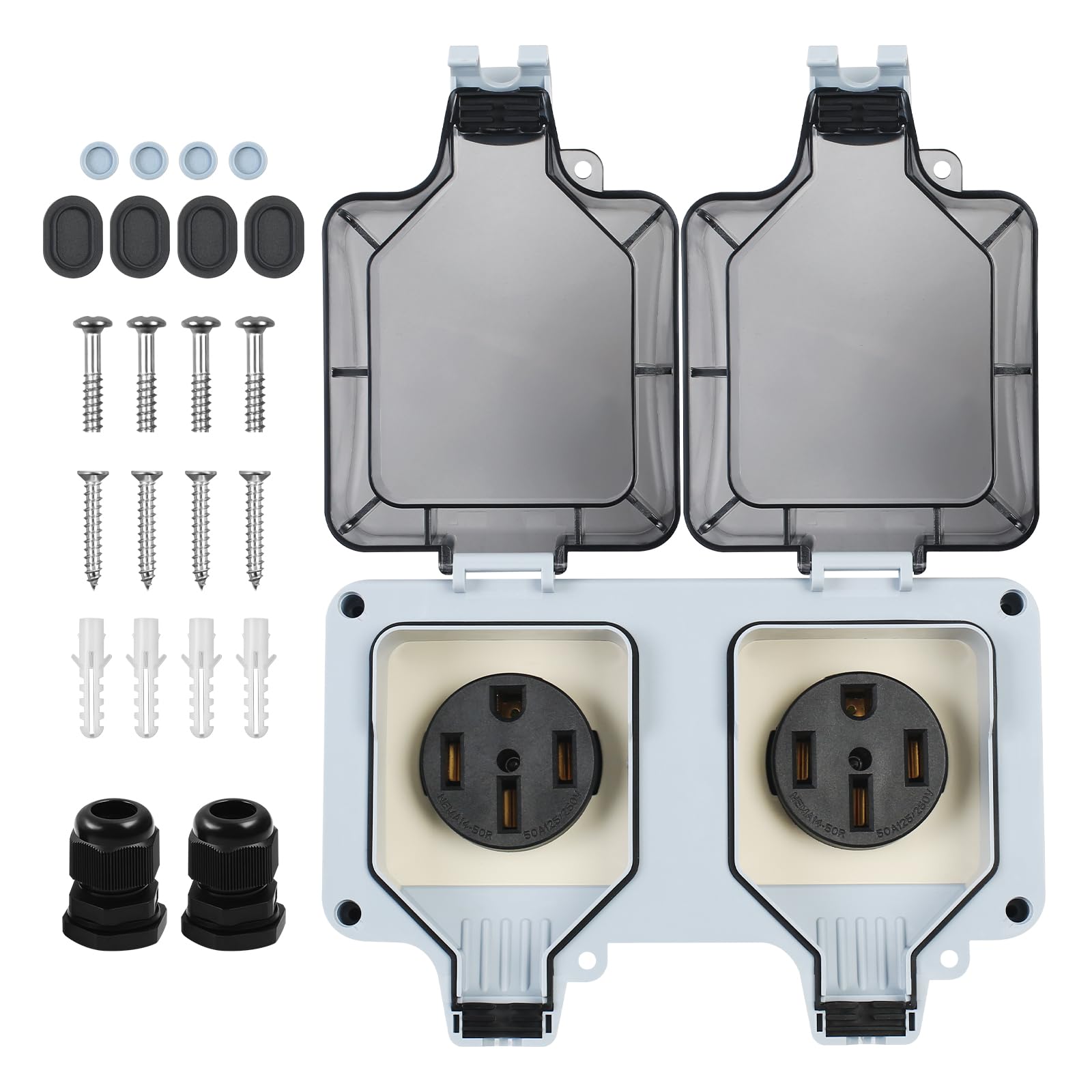 ZUYIYI 50Amp RV Power Outlet Box,125/250Volt NEMA 14-50R Receptacle ...