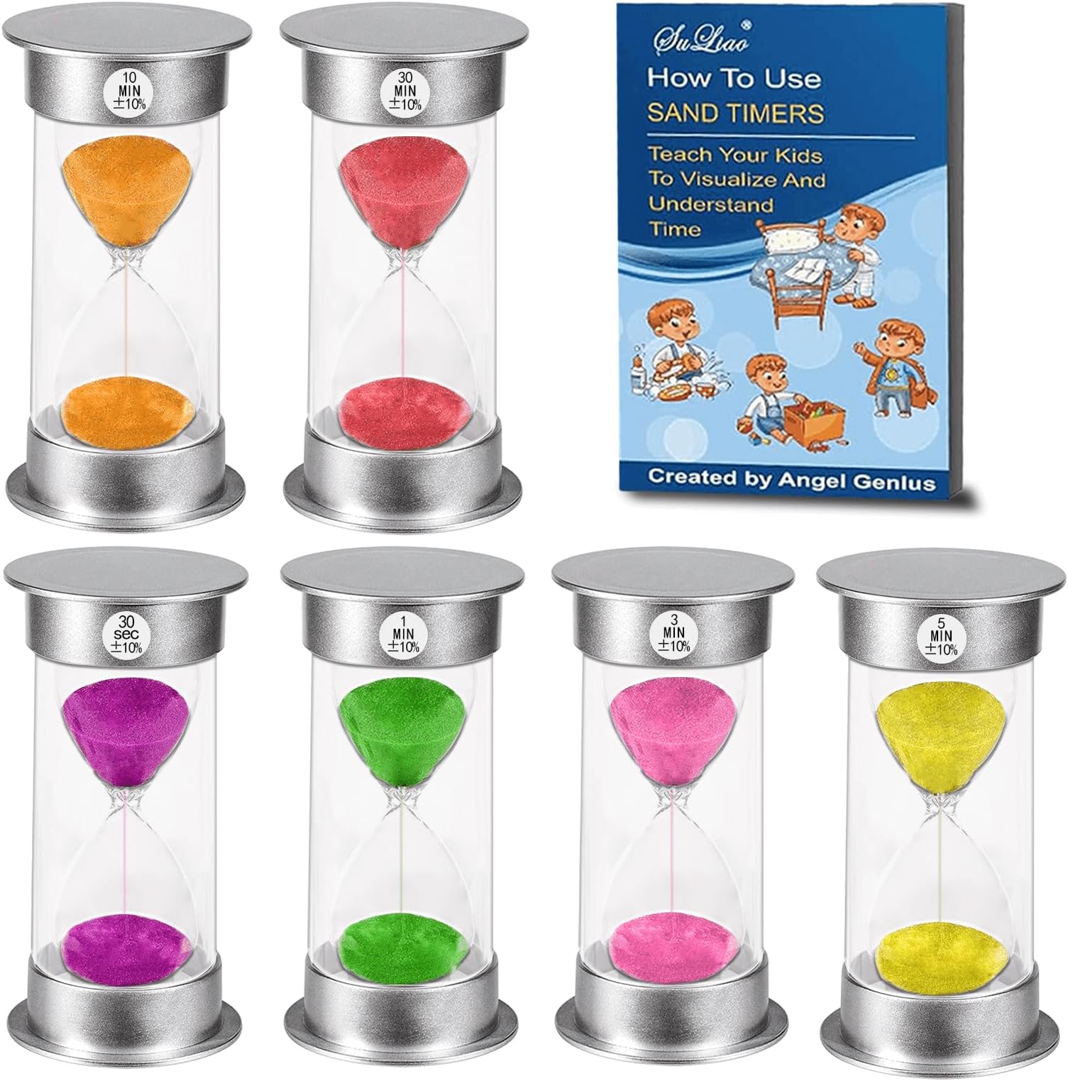 Amazon.com: Sand Timer 6 Colors Hourglass 1/3/5/10/15/30 Minutes ...
