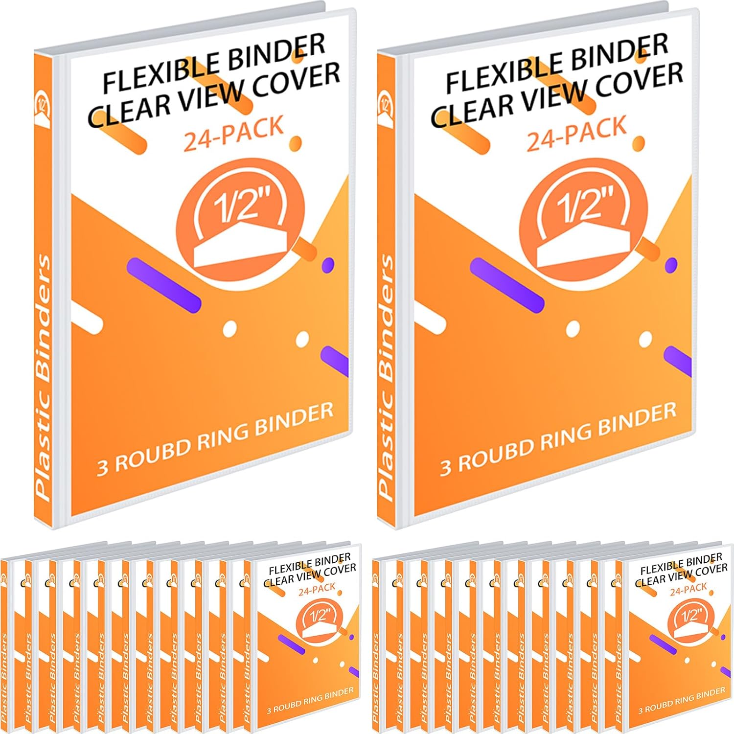 Amazon.com : Fulmoon 24 Pcs 3 Ring Plastic Binders Bulk with 2 Pockets ...