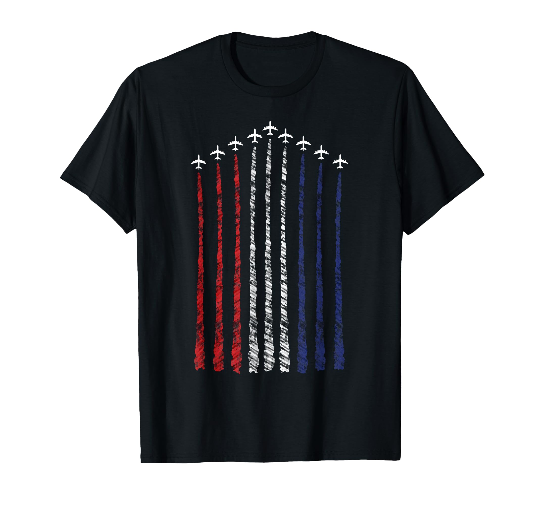 Amazon.com: American Flag USA Fighter Jet Con Trail T-Shirt : Clothing ...
