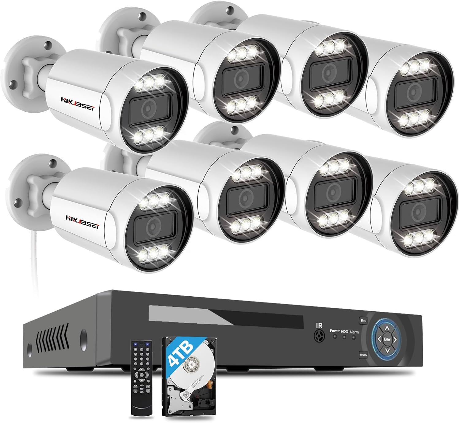 Amazon.com: HIKJBSET 8CH 4K Security Camera System, 8pcs 8MP PoE Wired ...