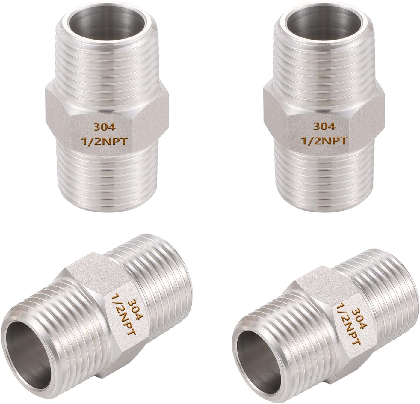 Amazon.com: Hex Nipple 1/2" Male x 1/2" Male Pipe Fittings 4 Pcs - NPT ...