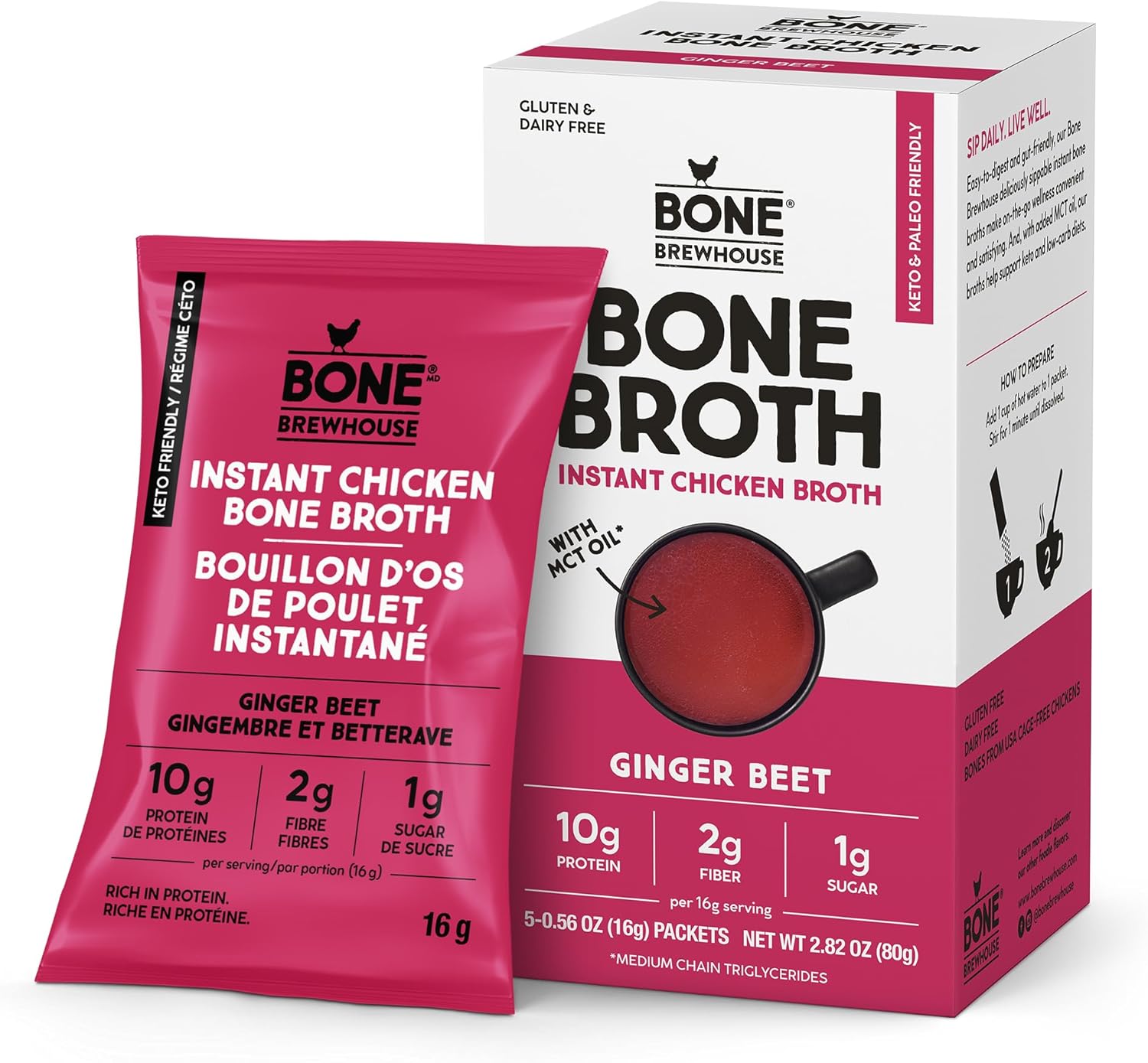 Bone Brewhouse - Chicken Bone Broth Protein Powder - Ginger Beet ...