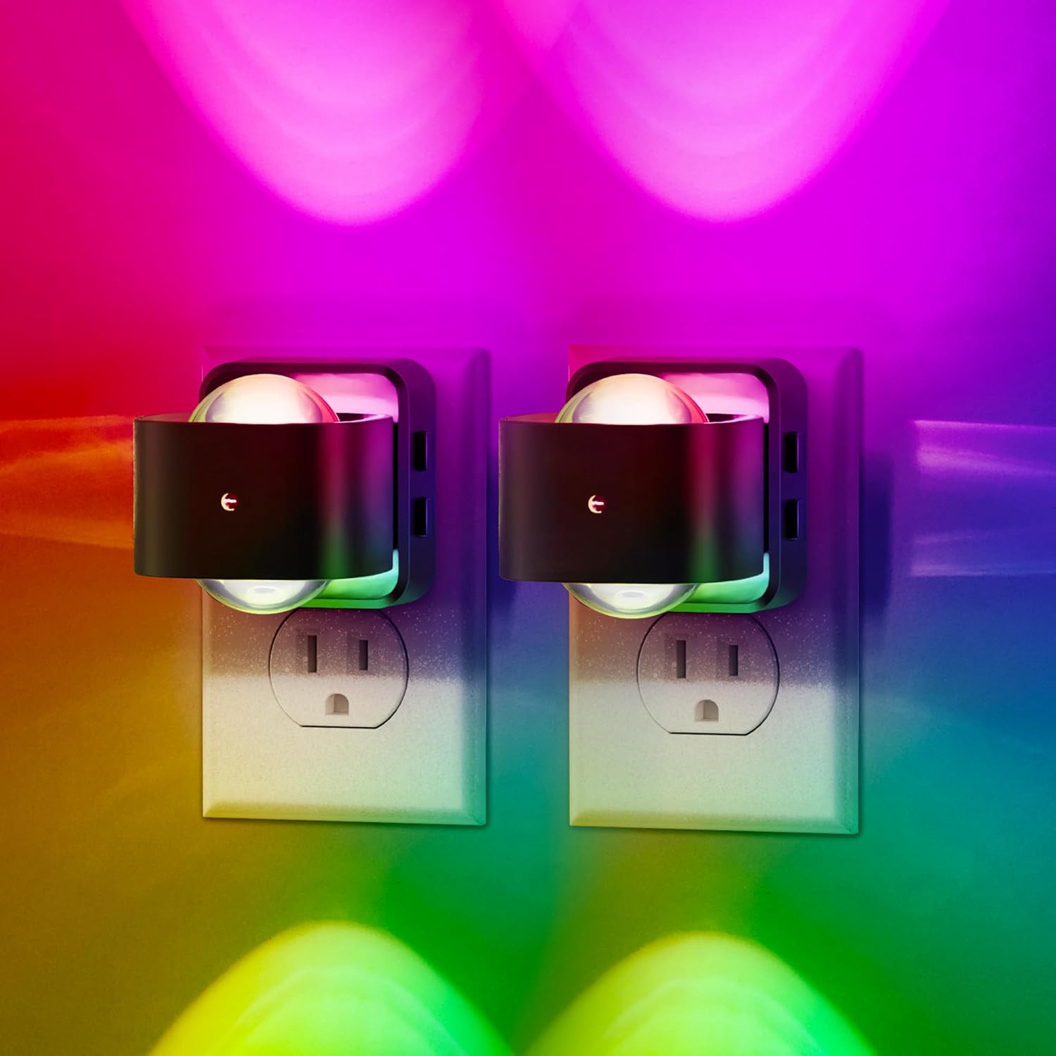 JandCase Night Lights Plug into Wall,10-Colored Changing Night Light ...