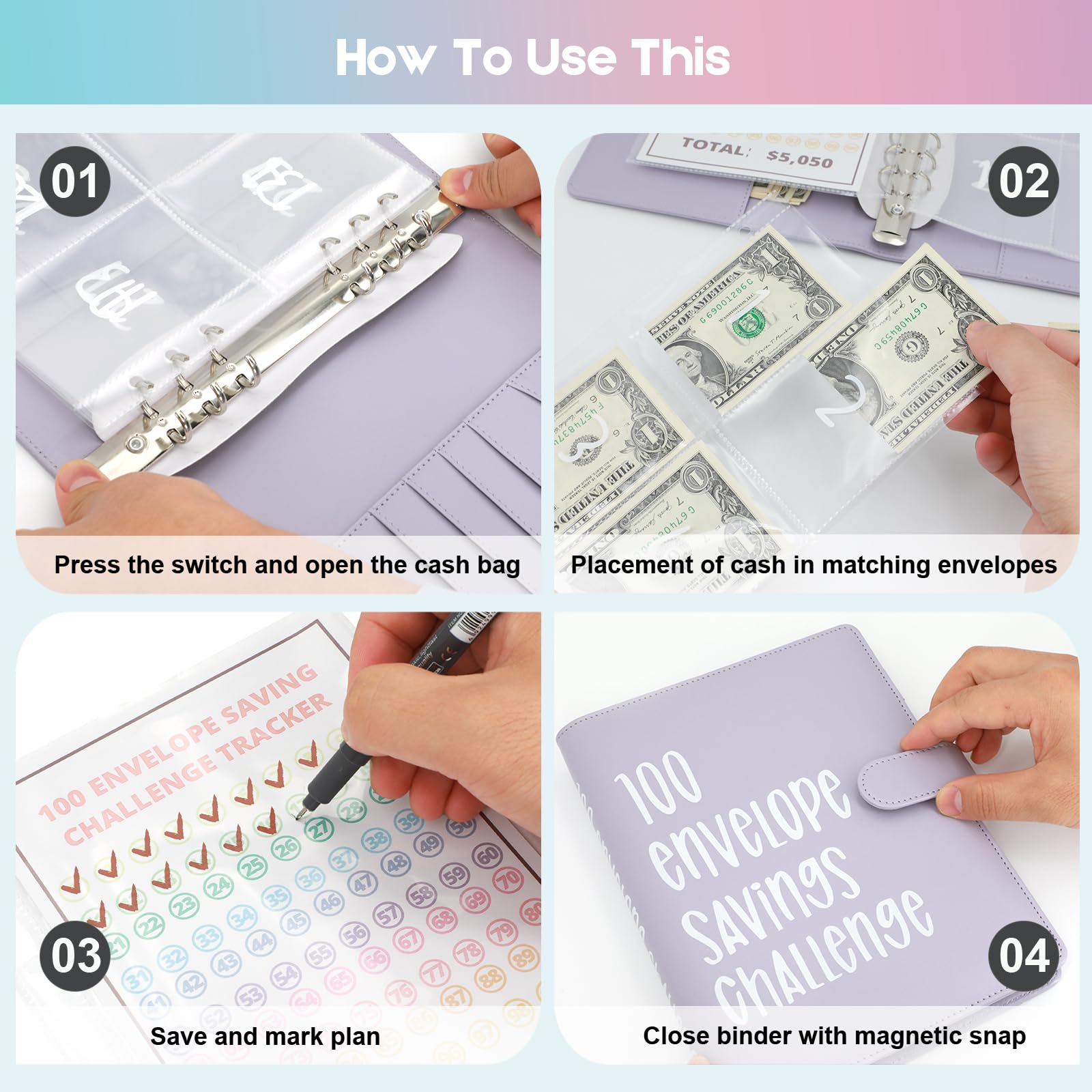 Snapklik.com : 100 Envelope Money Saving Challenge, Savings Challenge Book