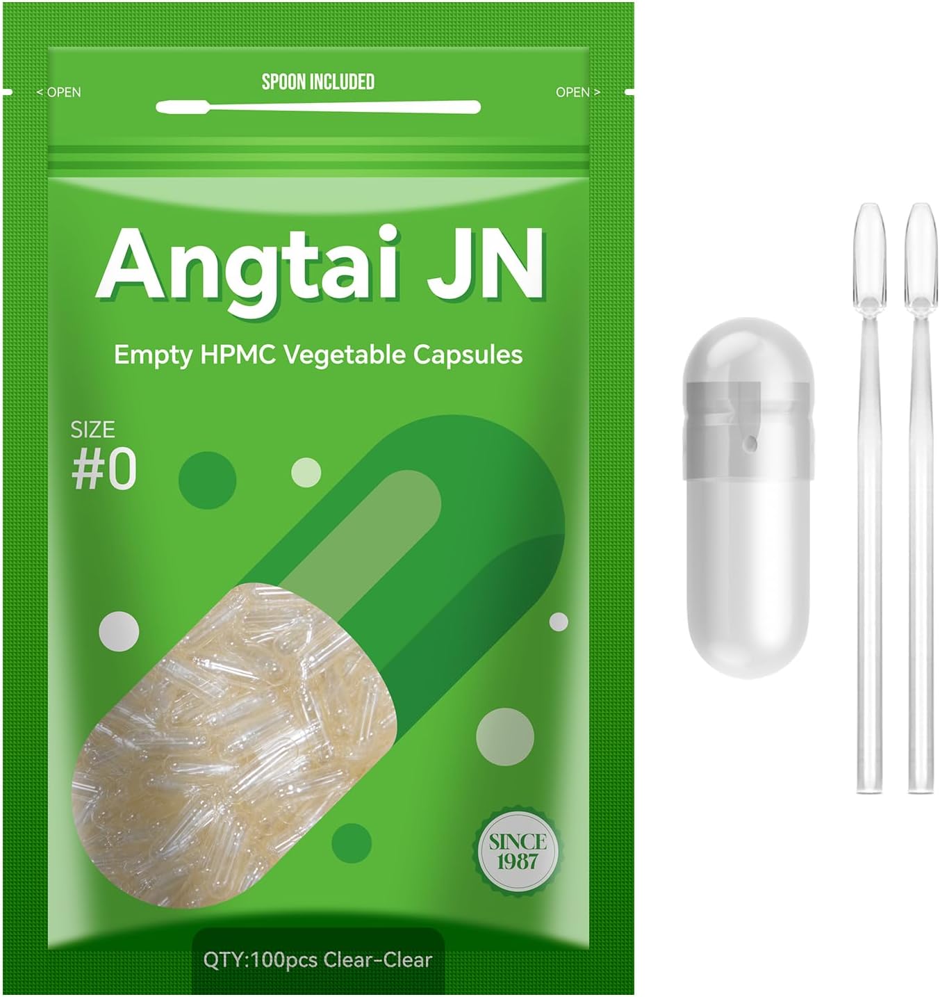 Angtai JN Size 0 Empty Capsules - Clear Fillable Vegetarian Capsules ...