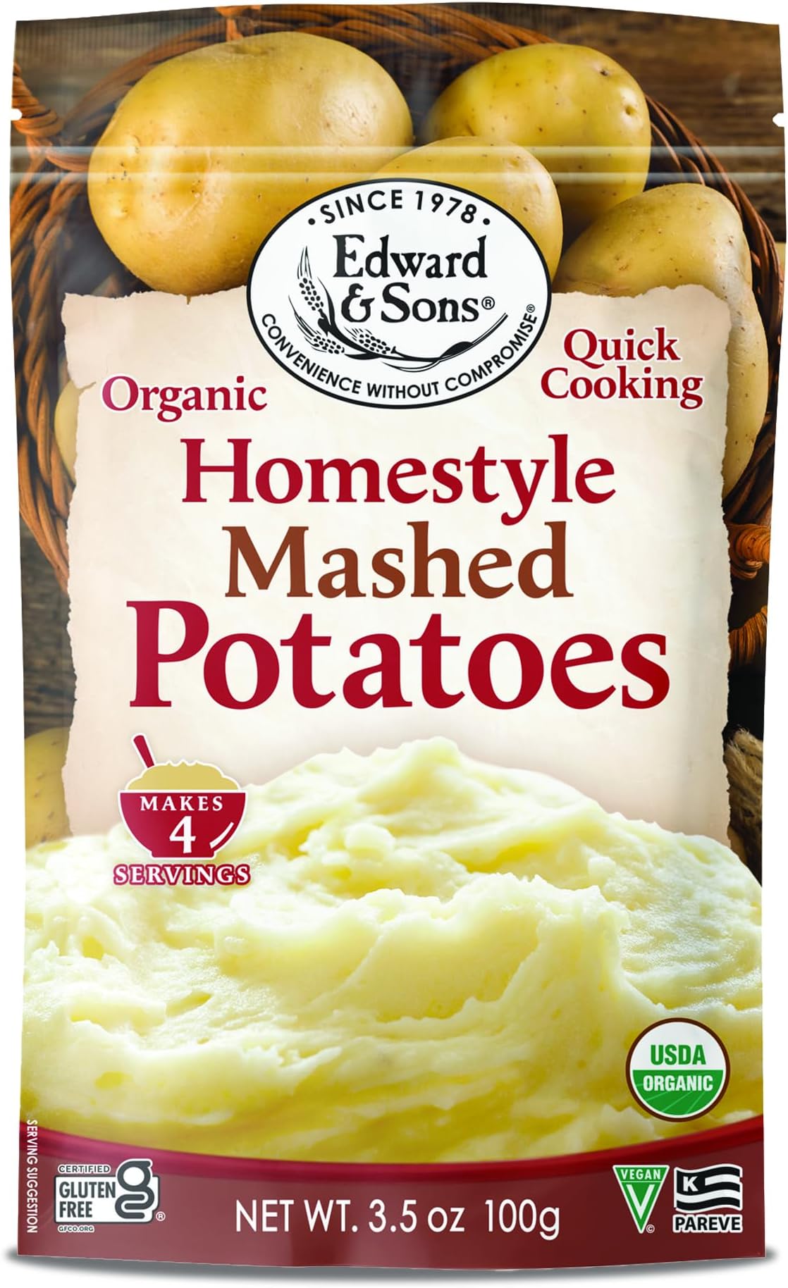 Amazon.com : Edward & Sons Organic Homestyle Mashed Potatoes - Instant ...