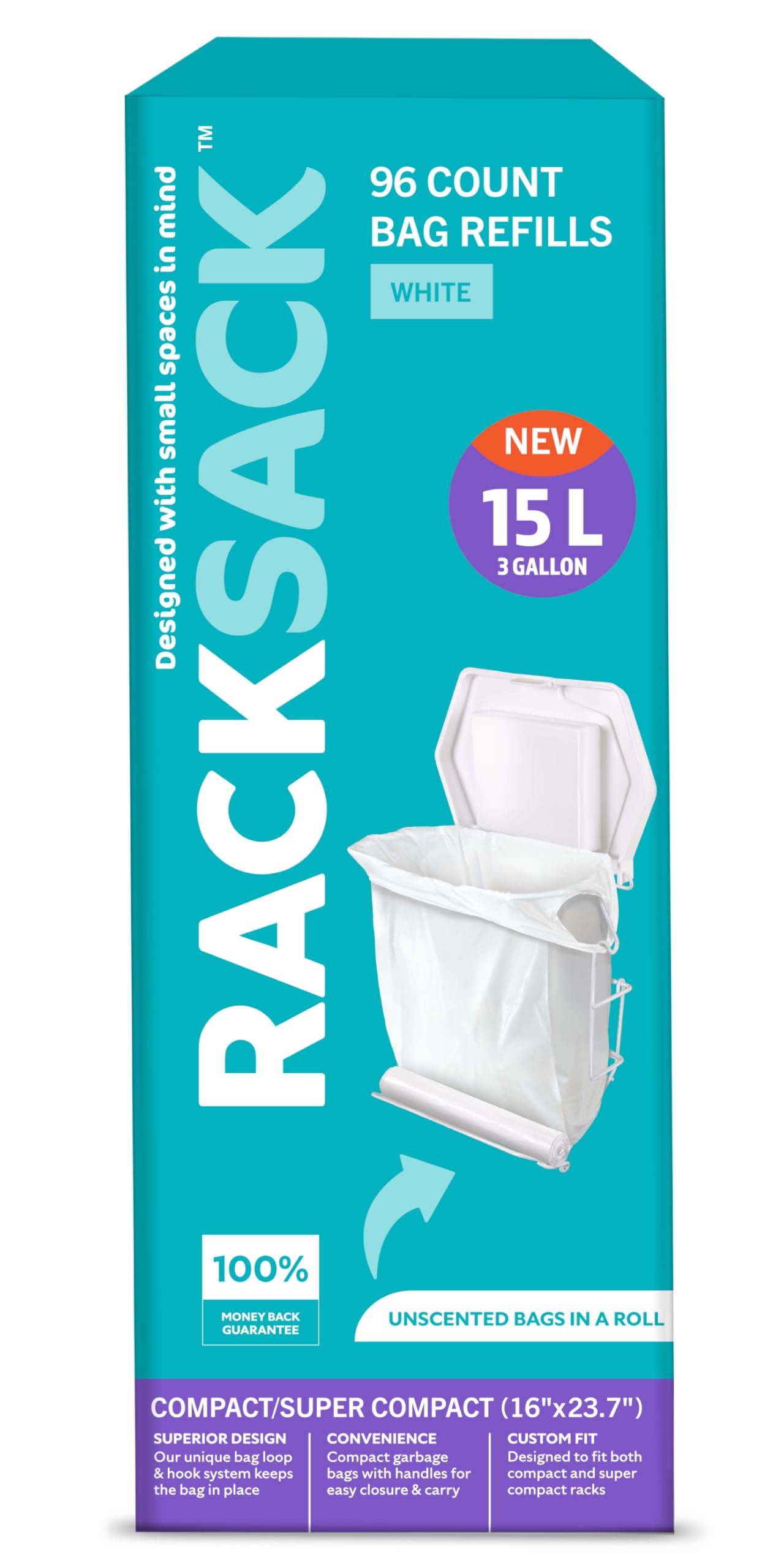 Amazon.com: Rack Sack Rolled Bag Refills White 96's : Health & Household