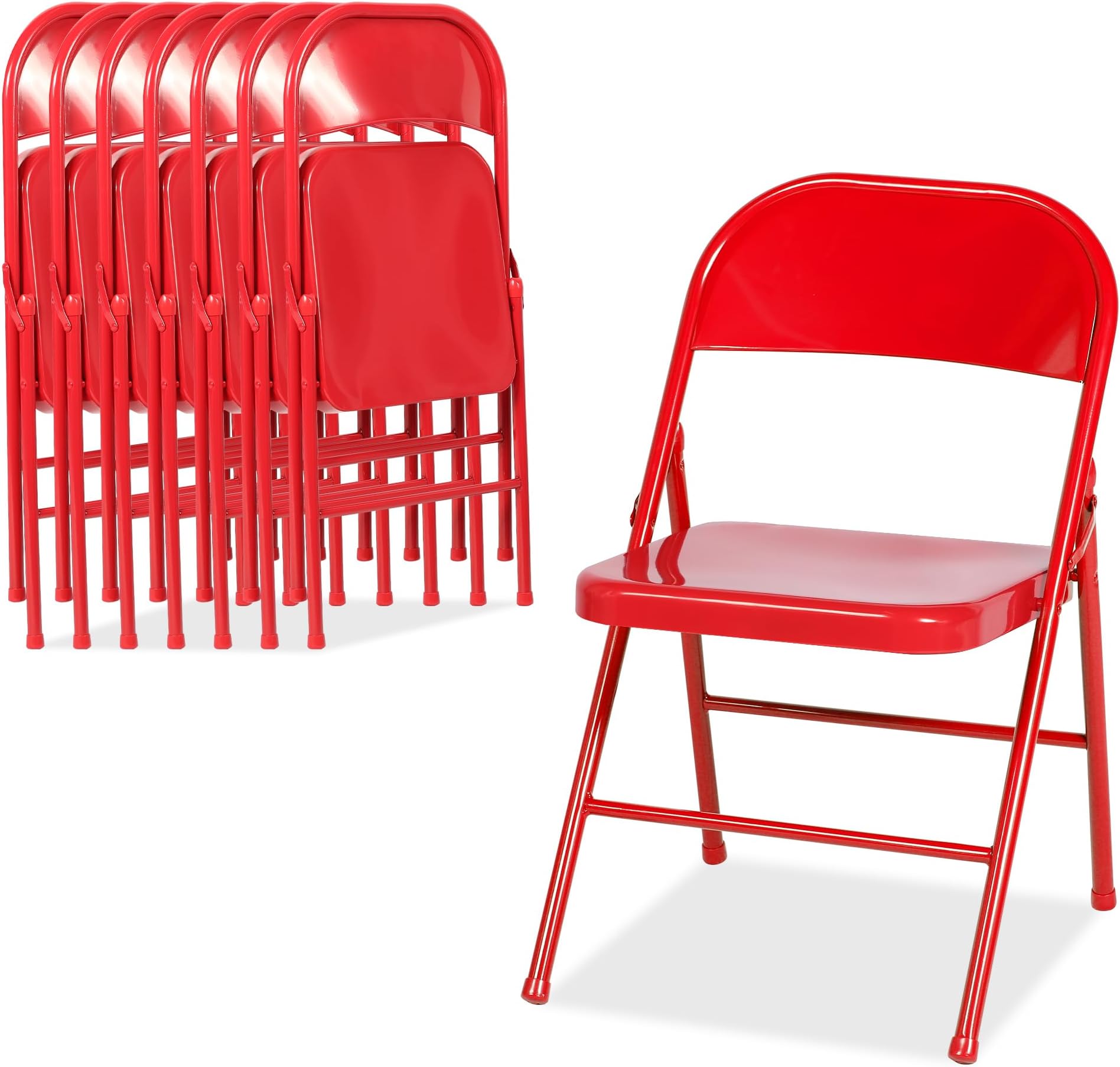Amazon.com: VECELO 8 Packs Metal Folding Chairs Stackable Steel Seat ...