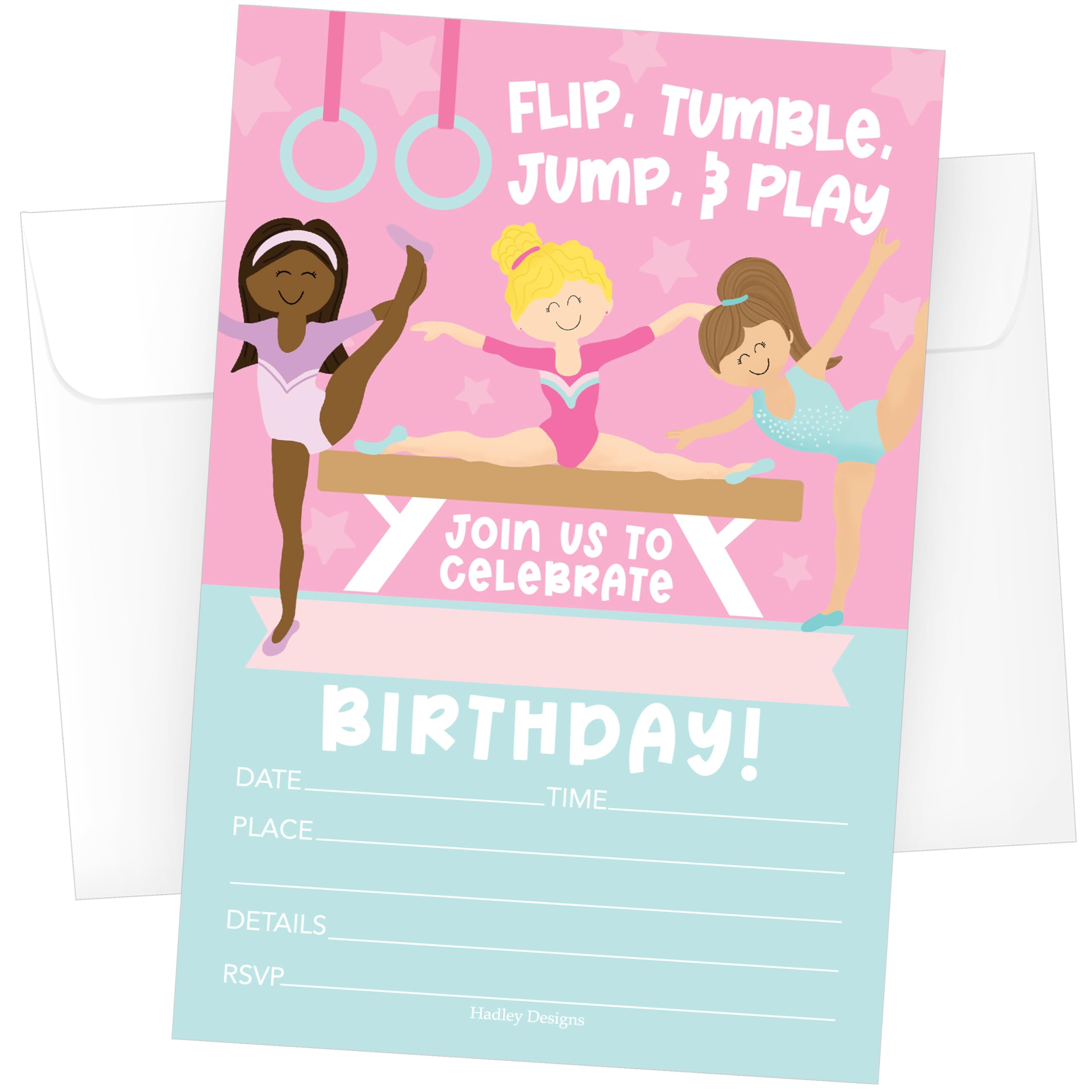 Gymnastics Themed Party Invitations Editable Cute Gymnastic Birthday