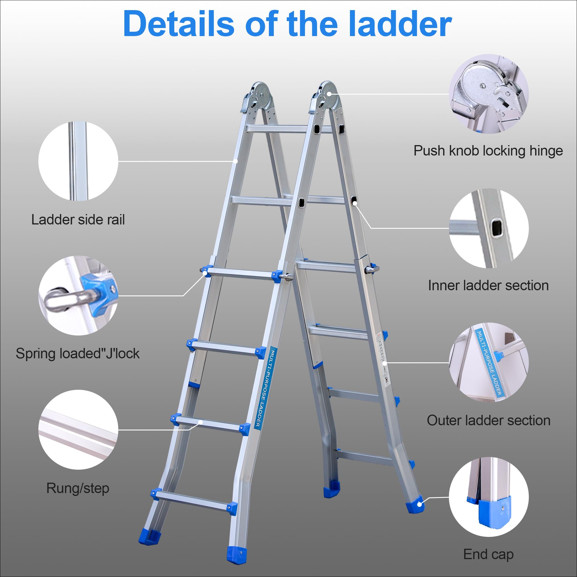 Snapklik.com : A Frame 4 Step Telescoping Ladder, 14 FT Reach Height ...