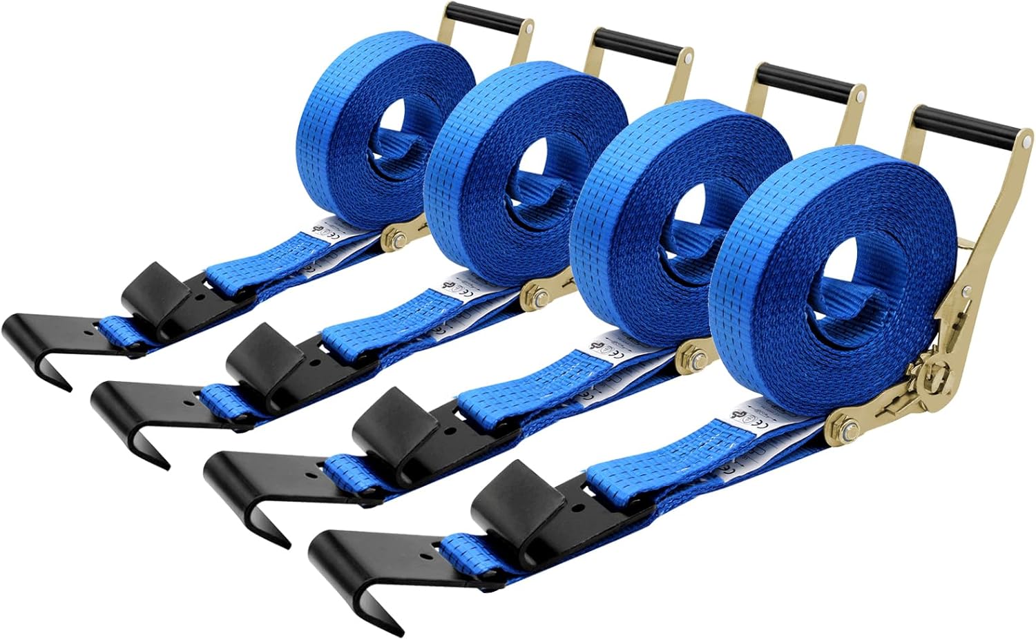 Amazon.com: SALUINOKI 4Pack 2in 30ft Ratchet Strap Flat Hook Blue Heavy ...