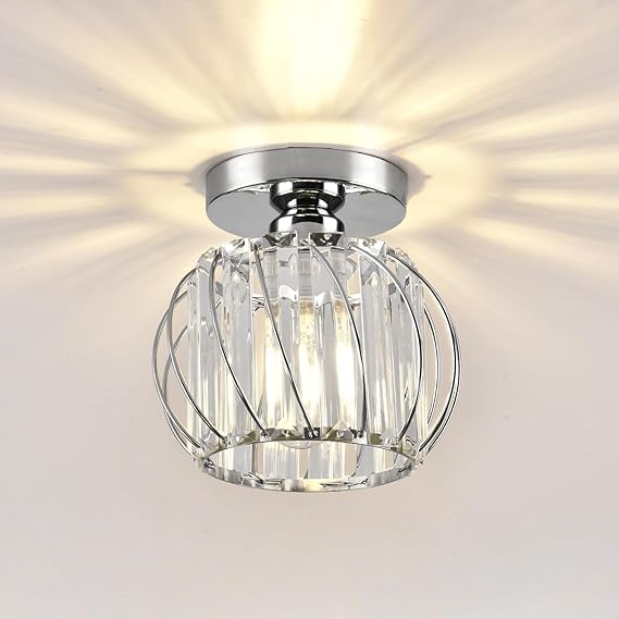 ZtuoYong Crystal Semi Flush Mount Ceiling Light, Silver Crystal ...