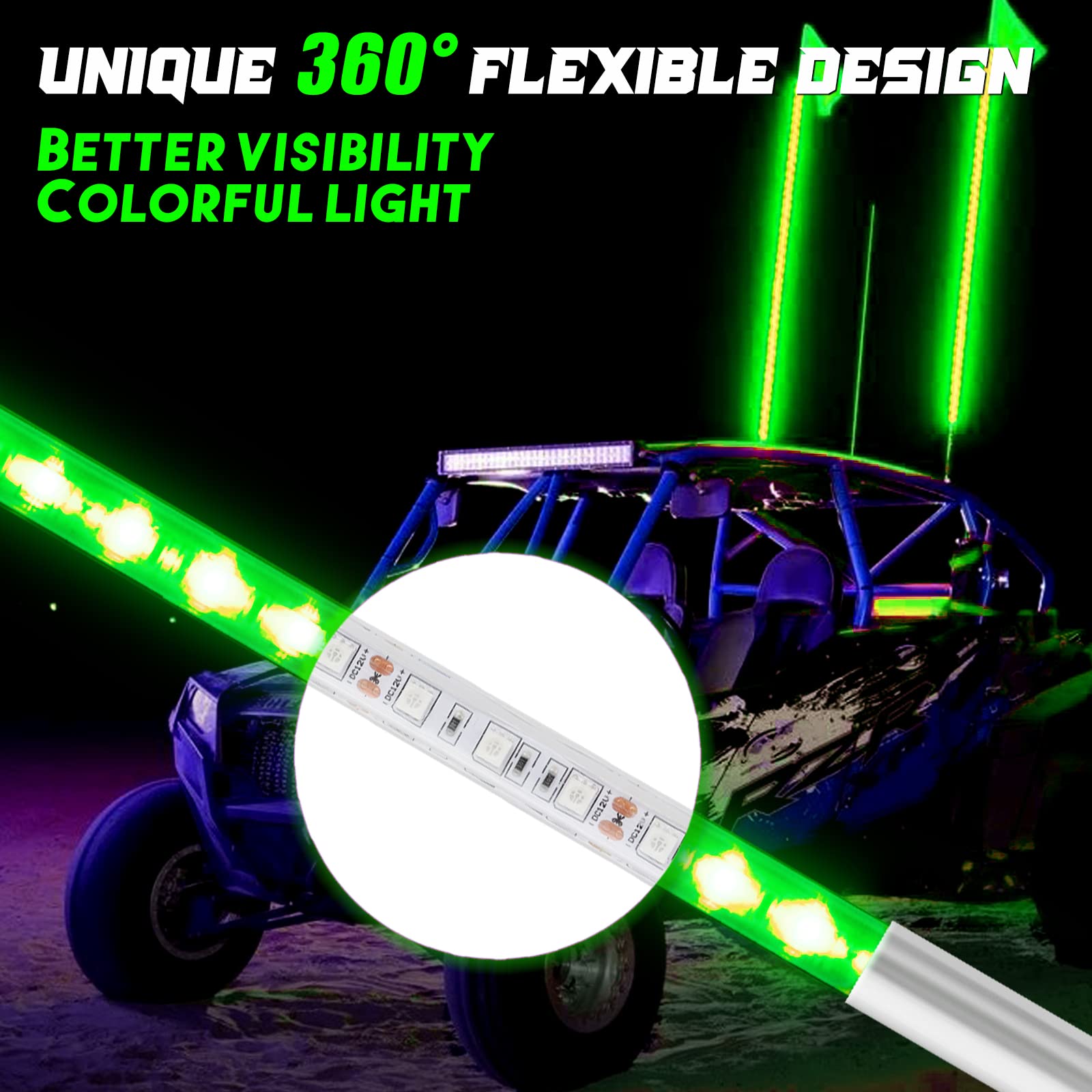 Snapklik.com : 4ft LED Light Whip For UTV, AAIWA LED Antenna For ATV ...