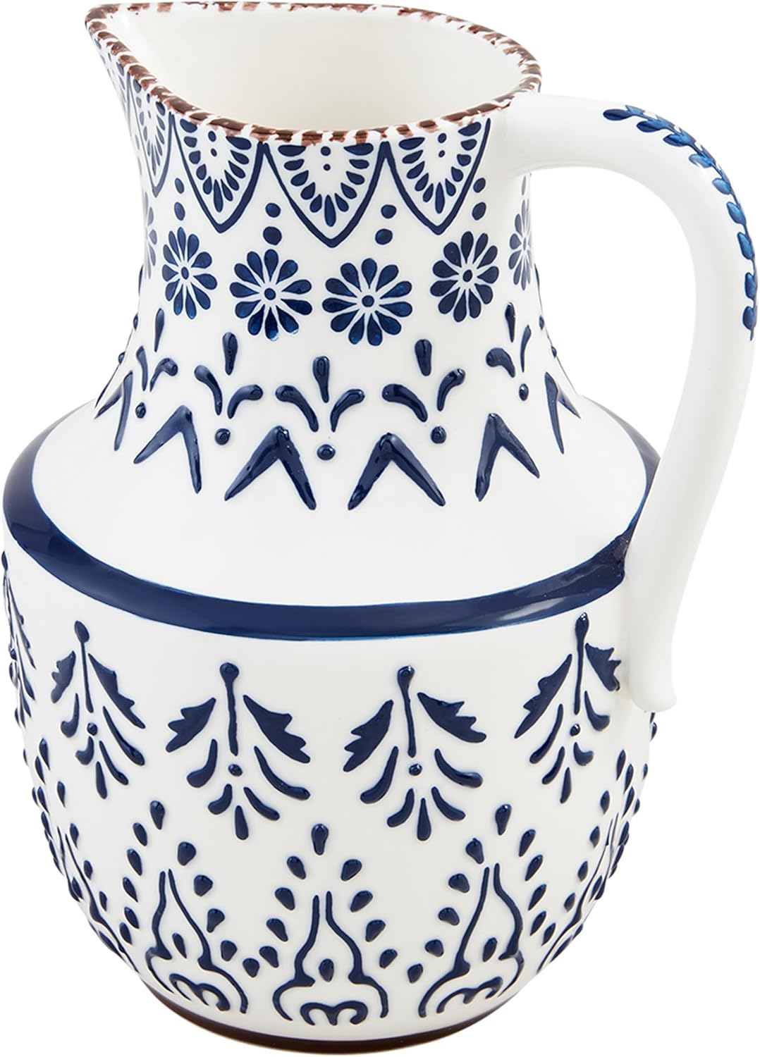 Amazon.com: Mud Pie Blue Painted Pitcher, 66 oz, WHITE : Home & Kitchen