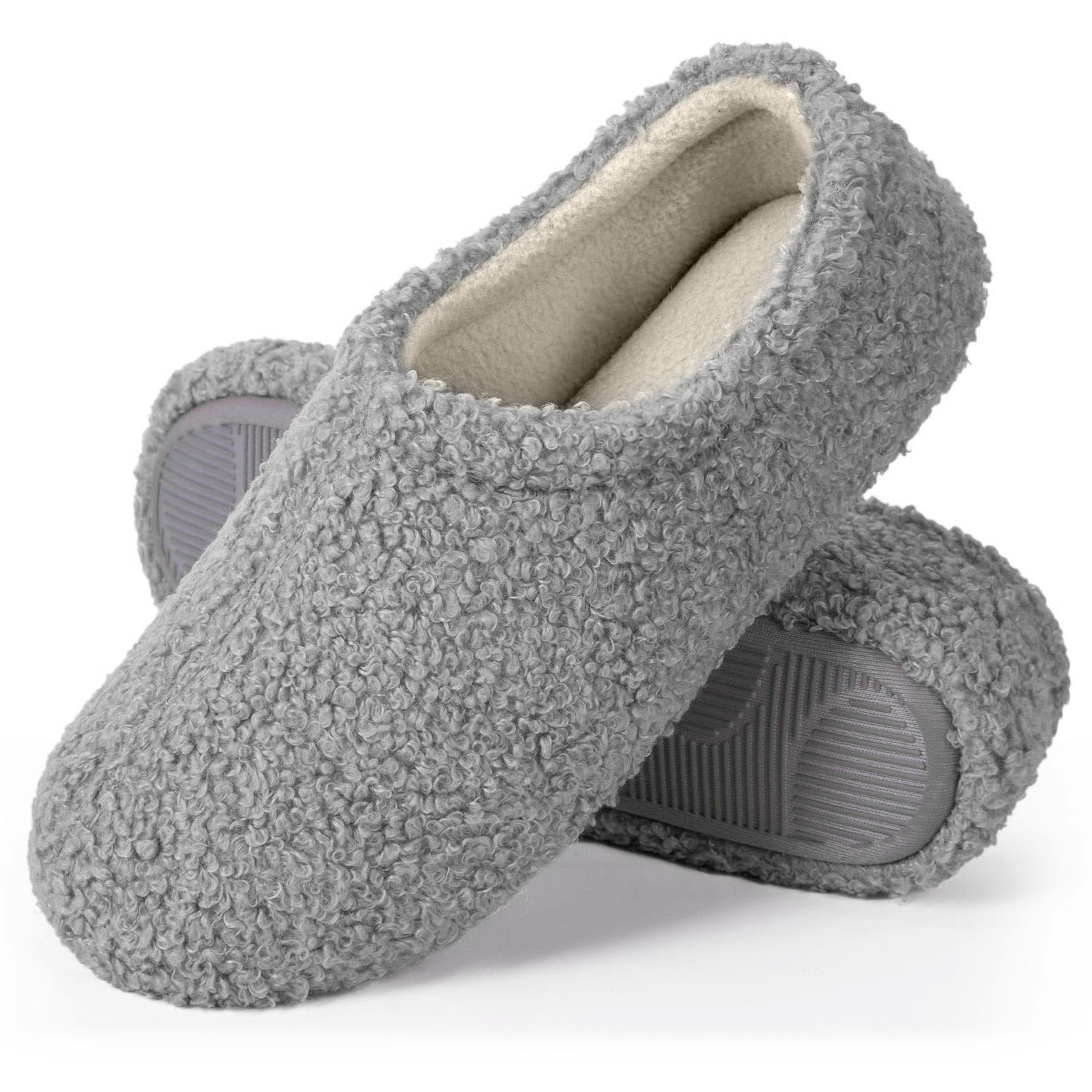 Amazon.com | ATHMILE Fuzzy Slippers for Women Men's Memory Foam ...