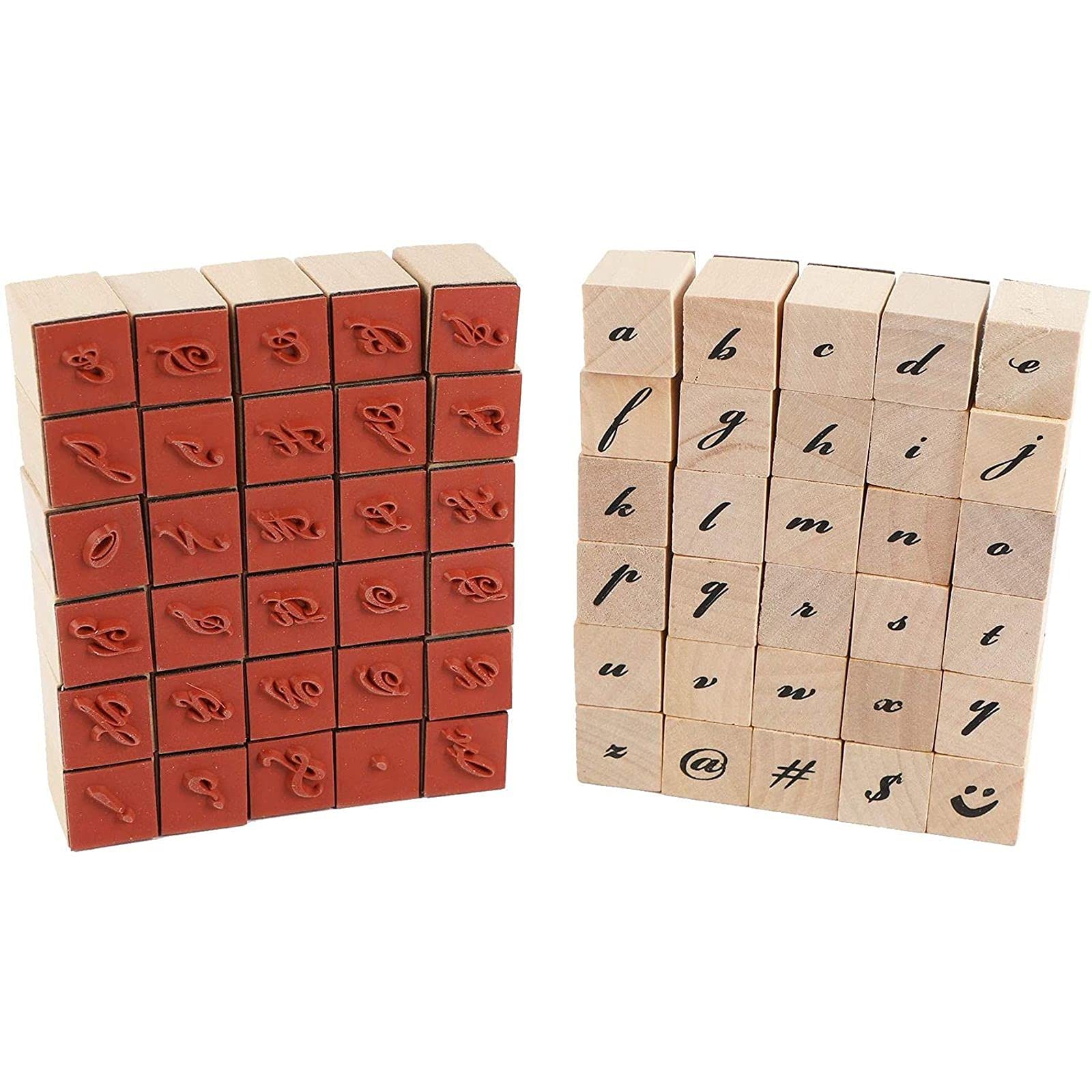 Wood Rubber Stamps for Crafting, Calligraphy Alphabet Stamp Set (60 ...