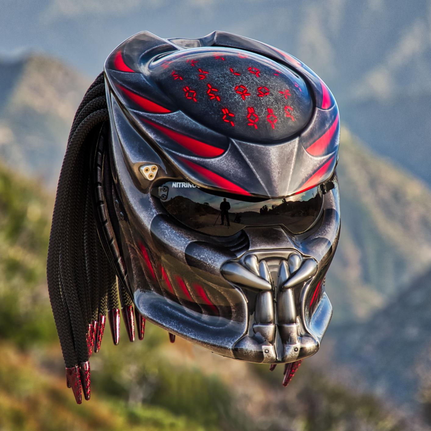 Amazon.com: SY15 Custom Predator Motorcycle Dot Approved Helmet matt ...