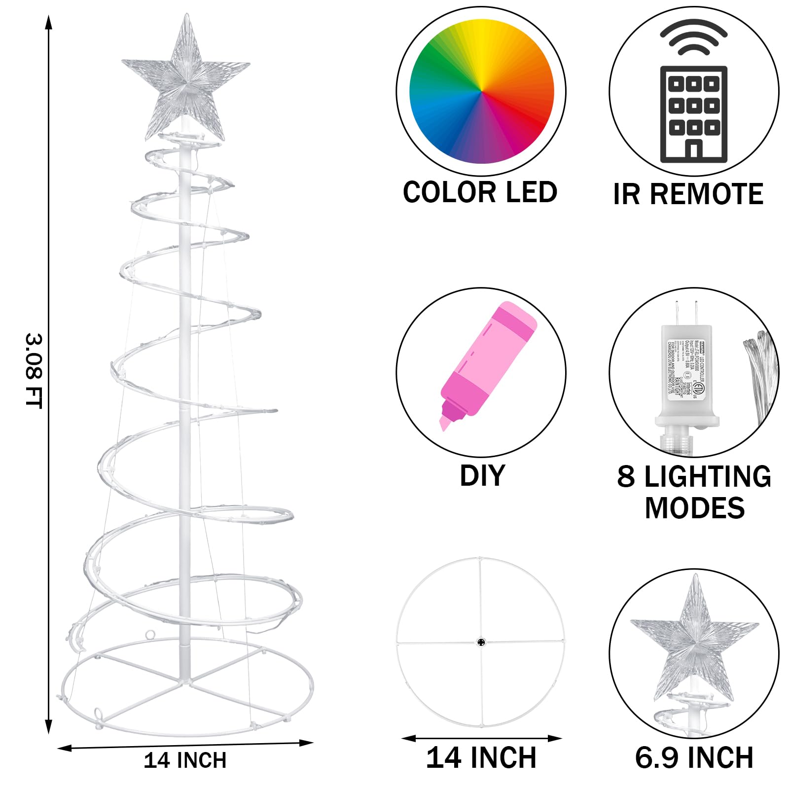 7 Foot Lighted Spiral Tree