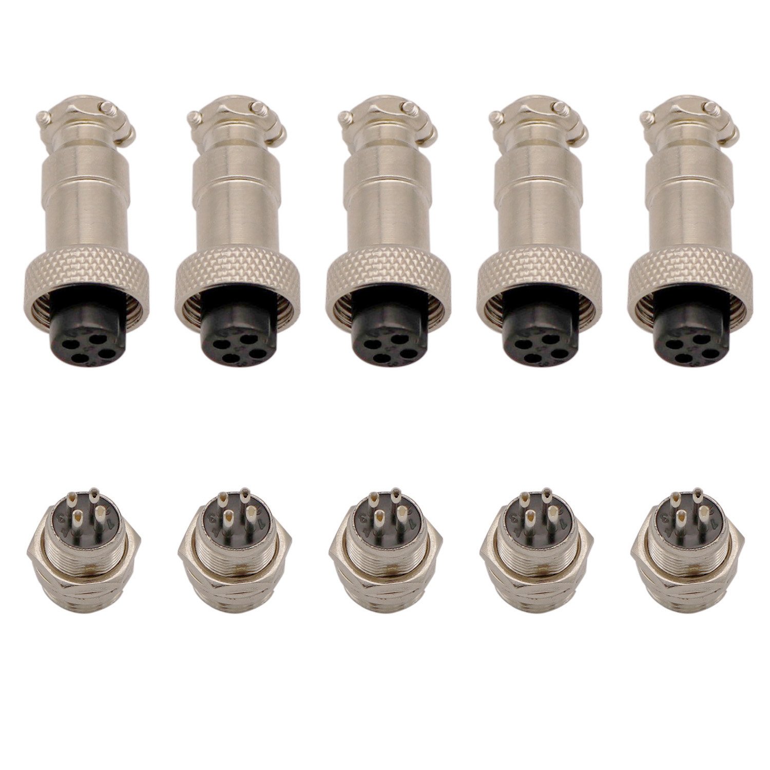 Amazon.com: Aviation Connector Plug, 5 Pcs GX12 4 Pin Thread Female ...