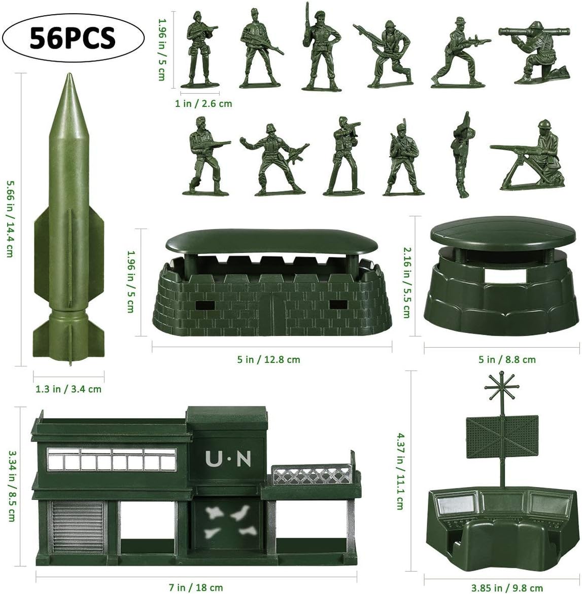 TOYANDONA 56pcs Army Action Figures, Army Men Toy Soldier Action ...