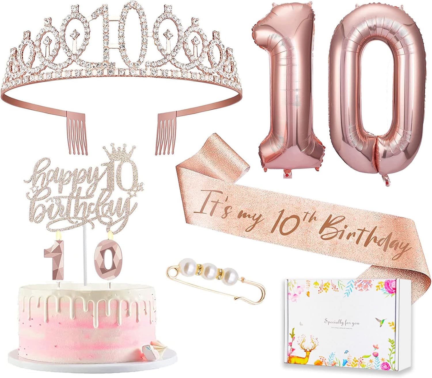 Amazon.com: 8pcs 10th Birthday Decorations for Girls, Including 10 ...